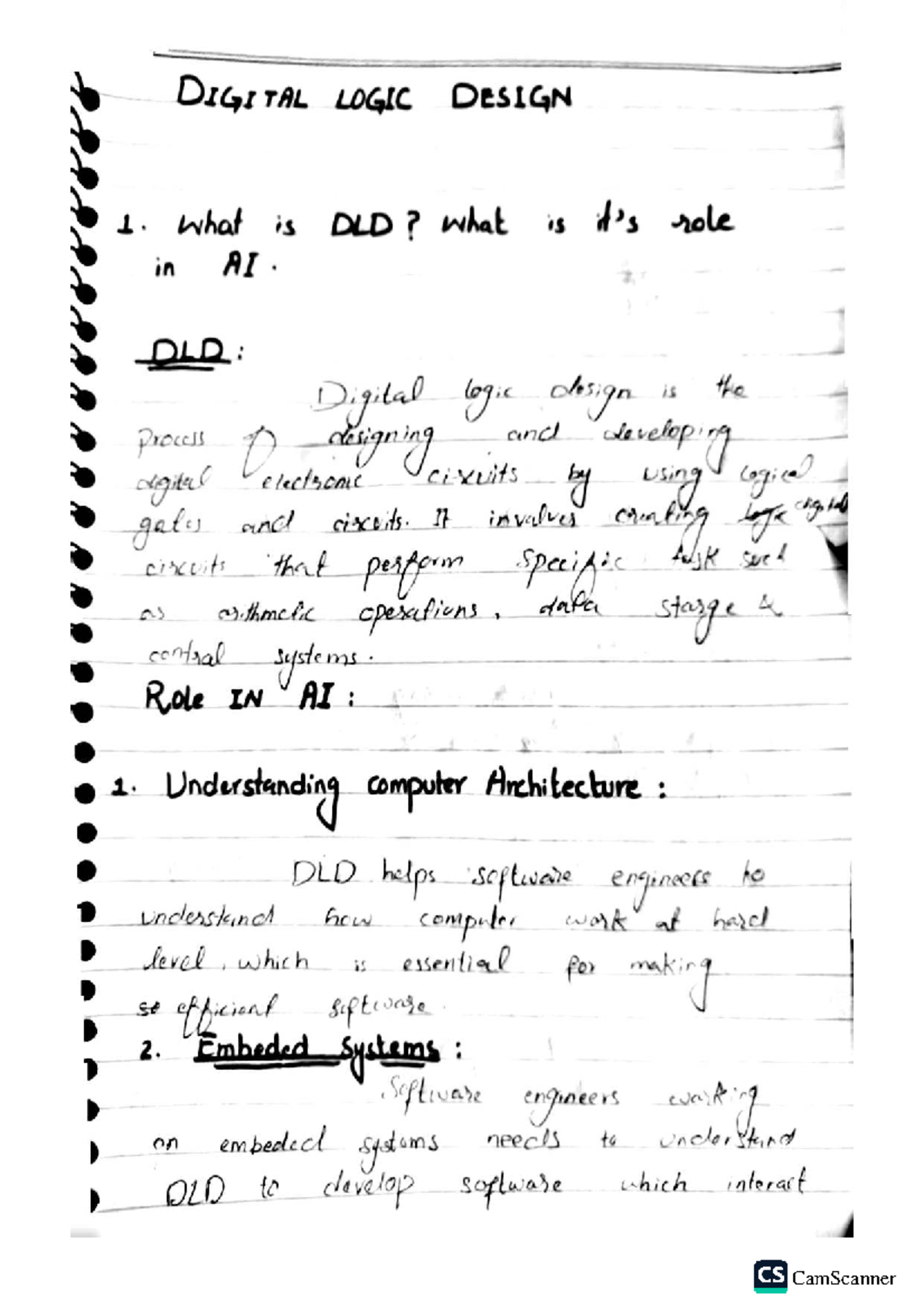 DLD 101: Digital Logic Design and Its Role in AI - Study Notes - Studocu