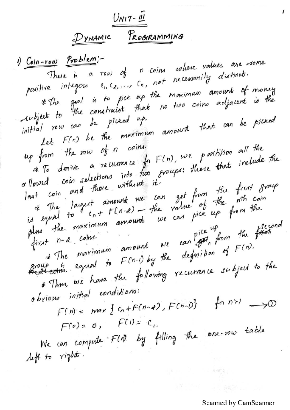 Dynamic Programming: Coin Changing Problem (CS101) - Studocu