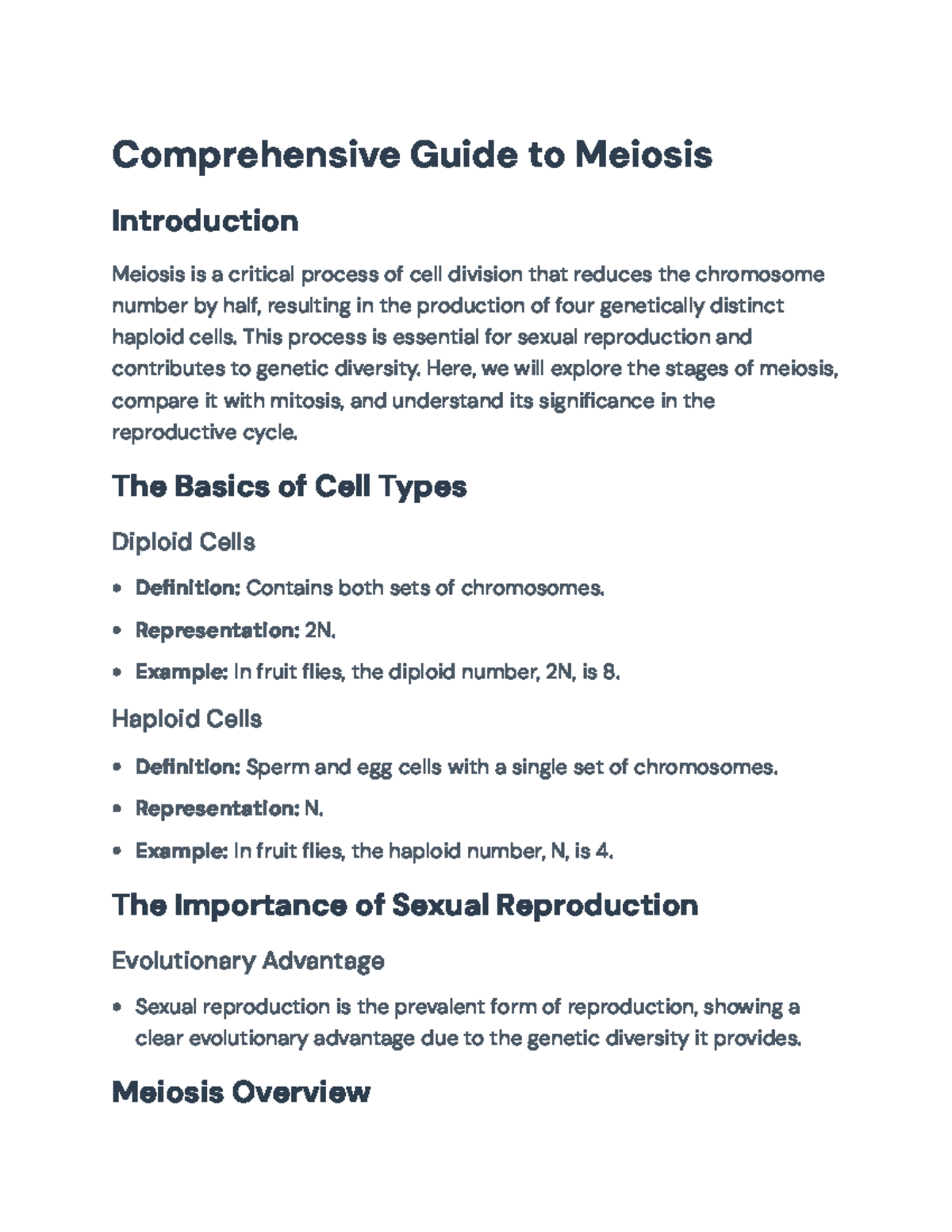 Comprehensive Guide to Meiosis: Stages and Significance Explained - Studocu