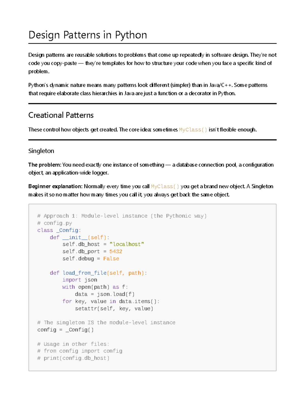 Design Patterns in Python: A Comprehensive Guide - Studocu