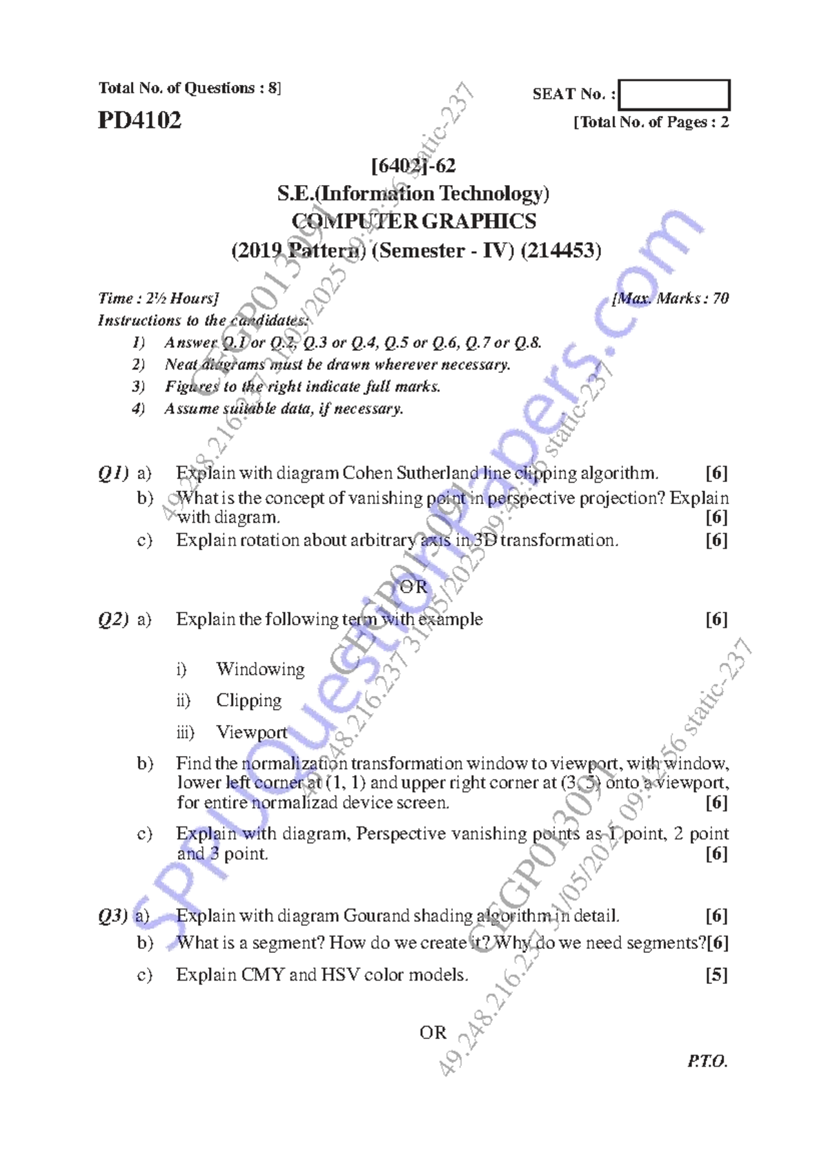 Computer Graphics (PD4102) Exam Notes - Semester IV (2019 Pattern ...