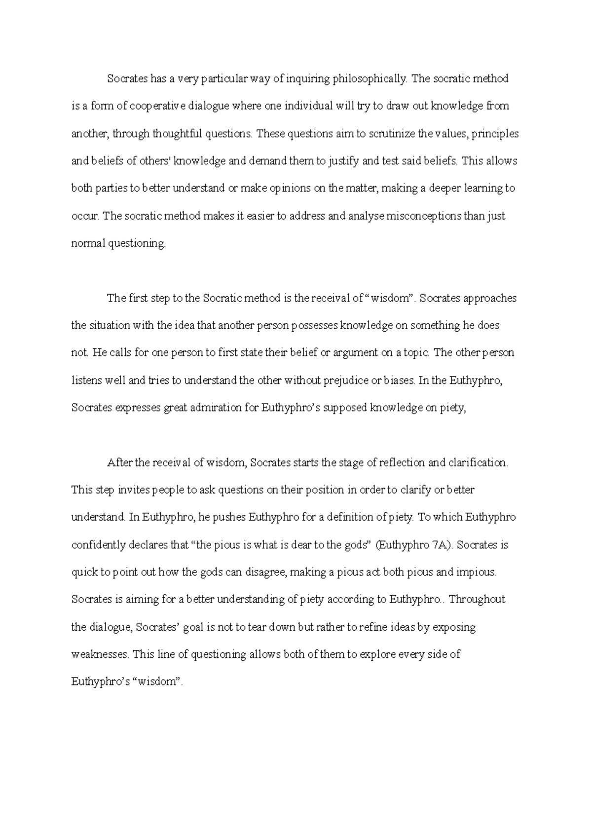 Philos 1A03 - The Socratic Method: Inquiry and Understanding - Studocu