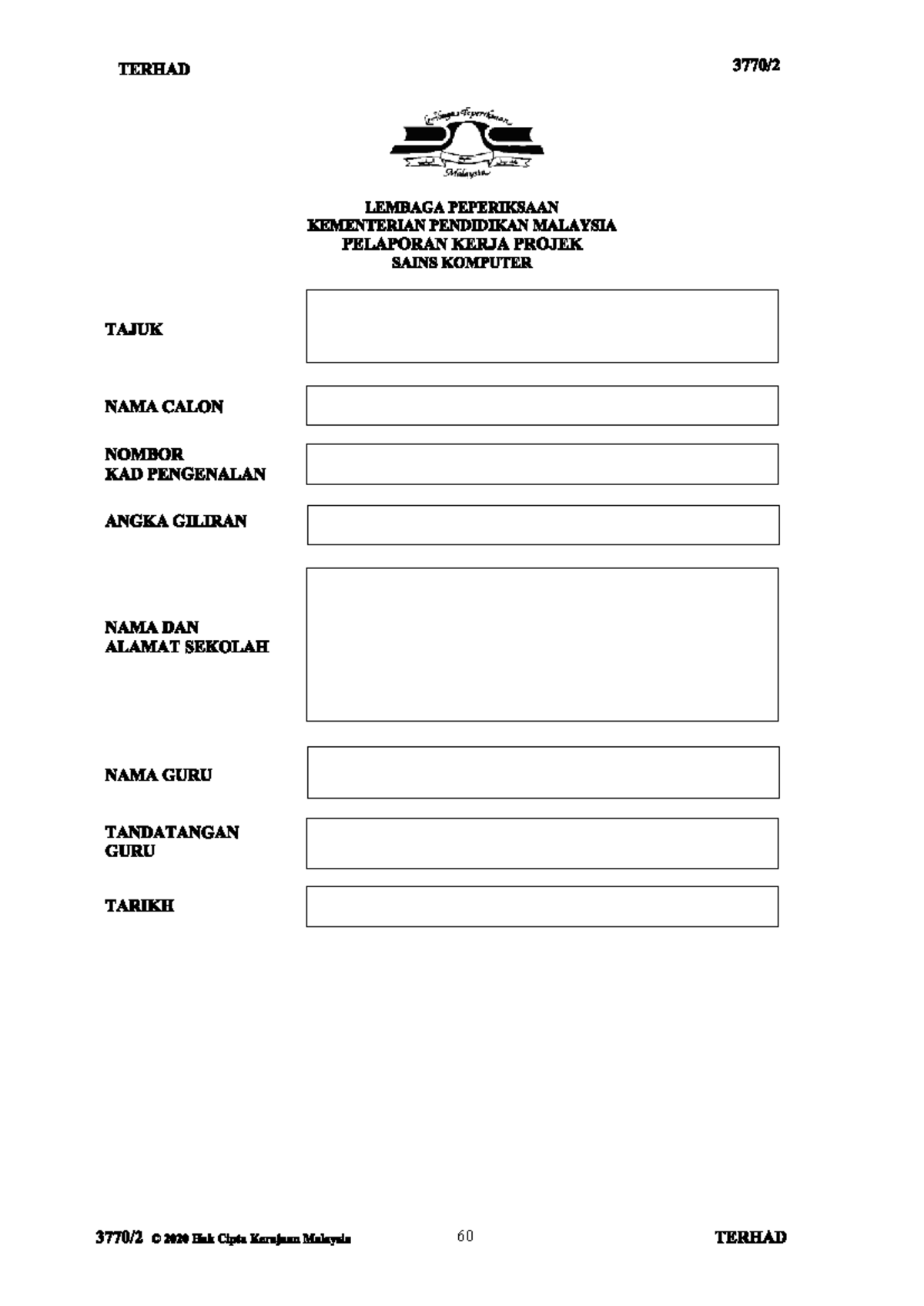 Perakuan Calon - TERHAD Malaysia LEMBAGA PEPERIKSAAN KEMENTERIAN ...