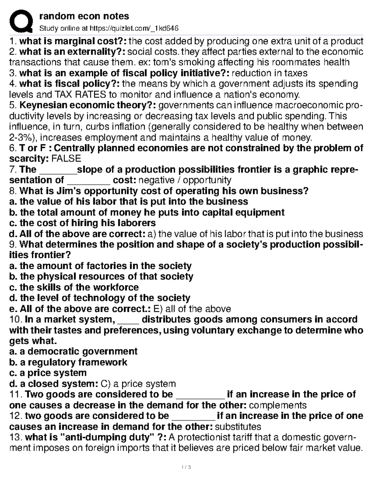Econ 101: Key Concepts and Definitions for Exam Preparation - Studocu