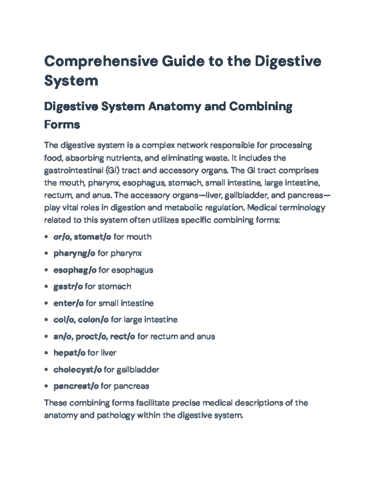 Comprehensive Guide to the Digestive System: Anatomy & Disorders - Studocu