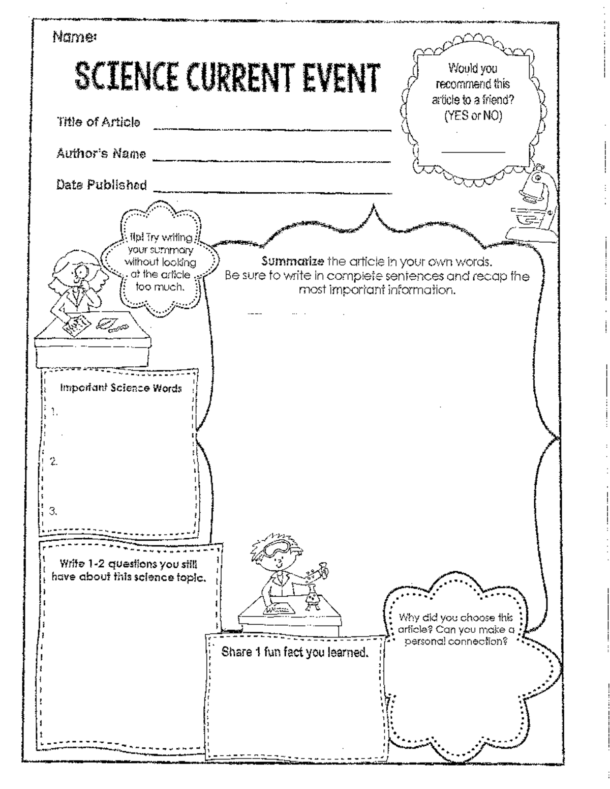 Current Events Handout: Science Article Summary & Reflection - Studocu