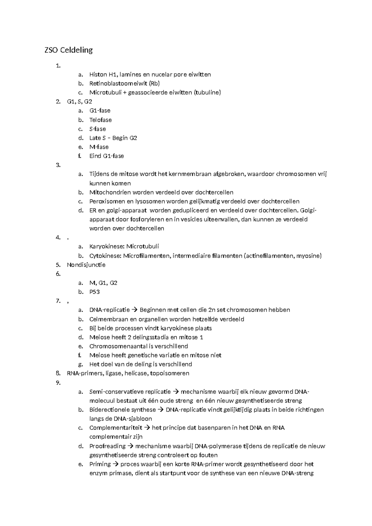 ZSO Celdeling: Histonen, Mitose, Meiose en DNA Replicatie Notes ...