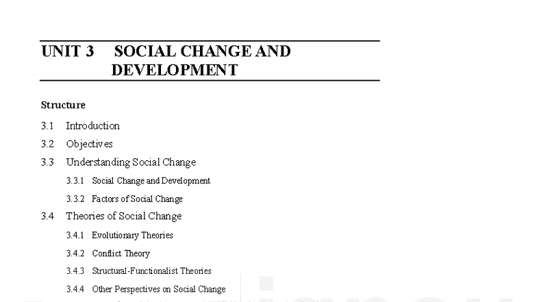 Unit 3: Social Change and Development - Key Concepts and Theories - Studocu