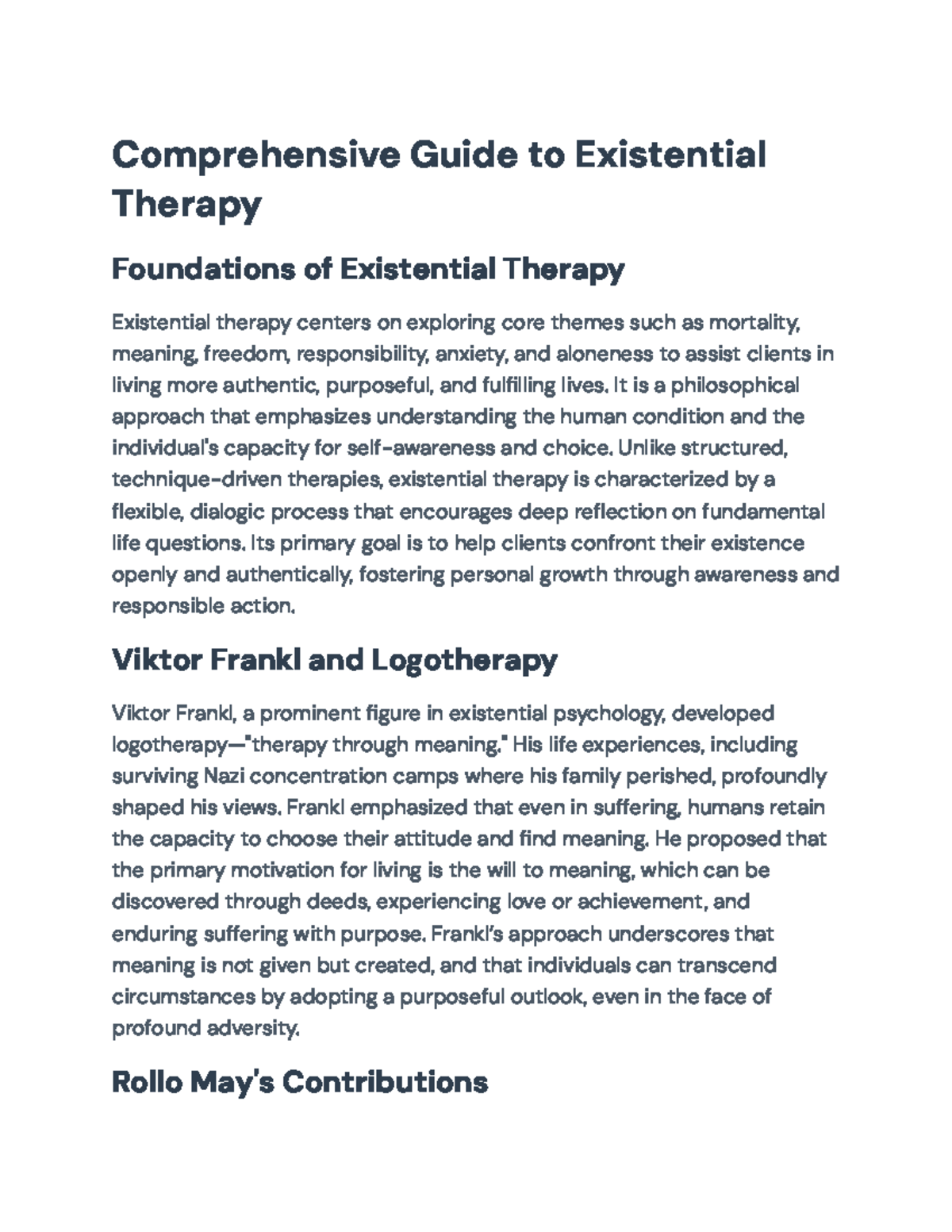 Comprehensive Overview of Existential Therapy Principles and Practices ...