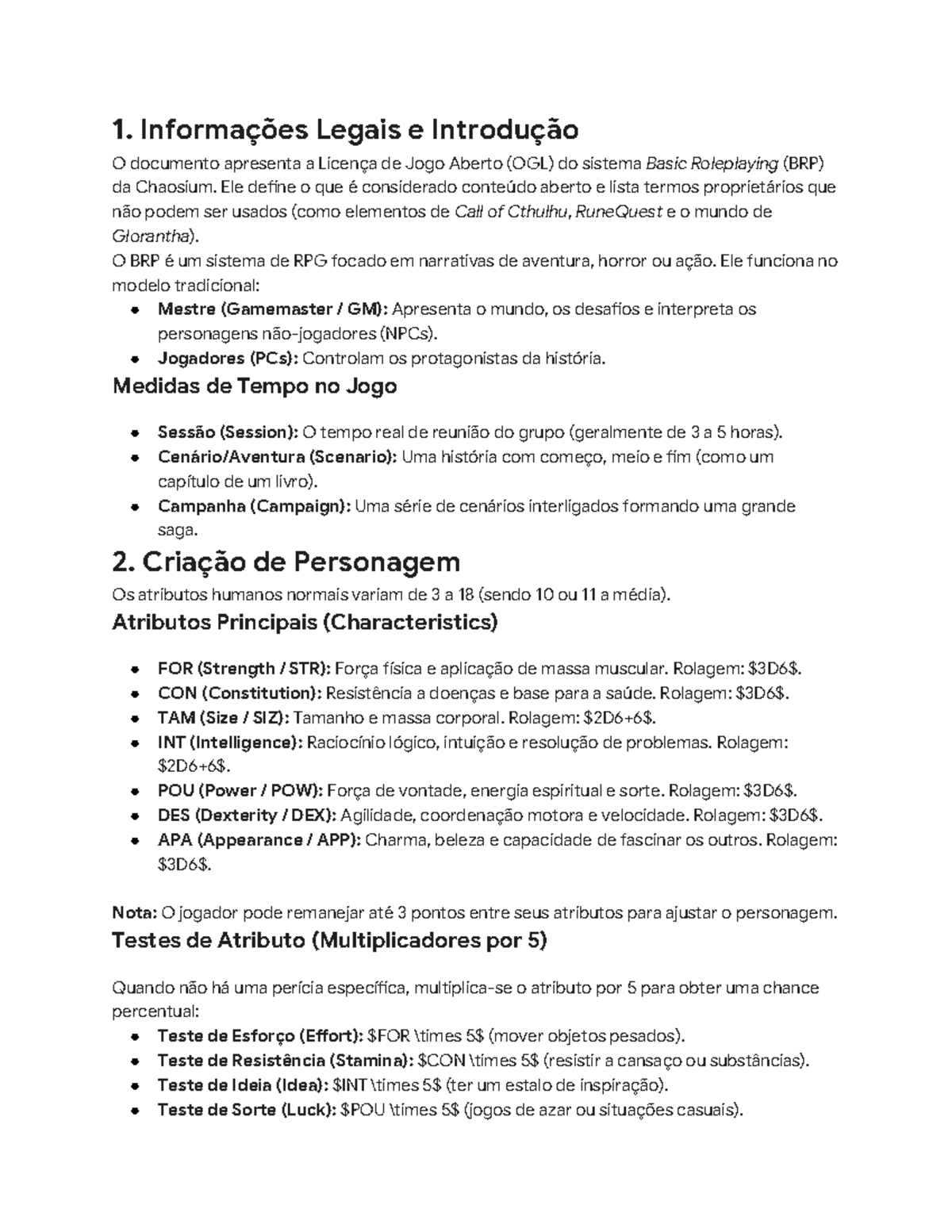 Tradução Completa do Sistema BRP e Licença OGL - RPG - Studocu