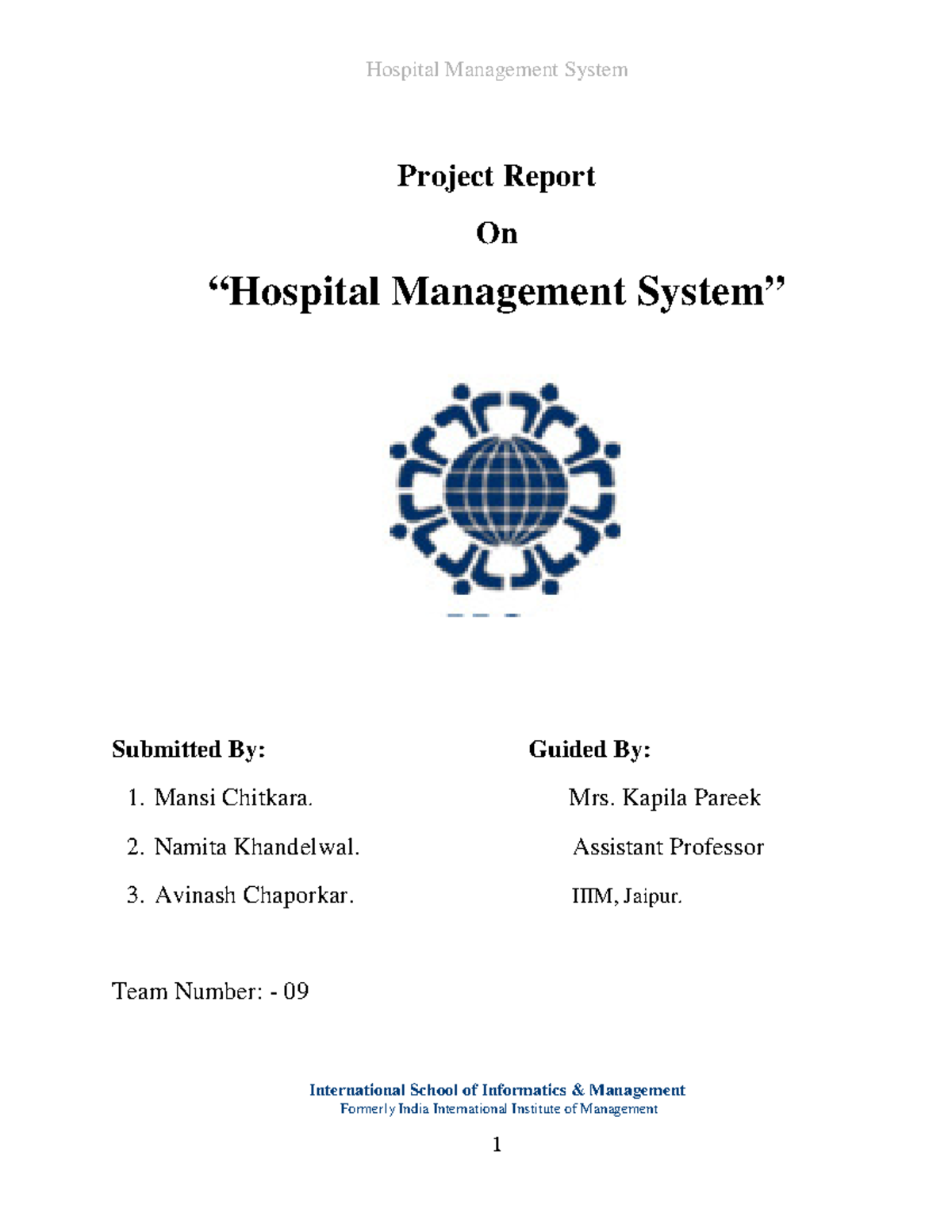 Hospital management system project report - Project Report On “Hospital ...