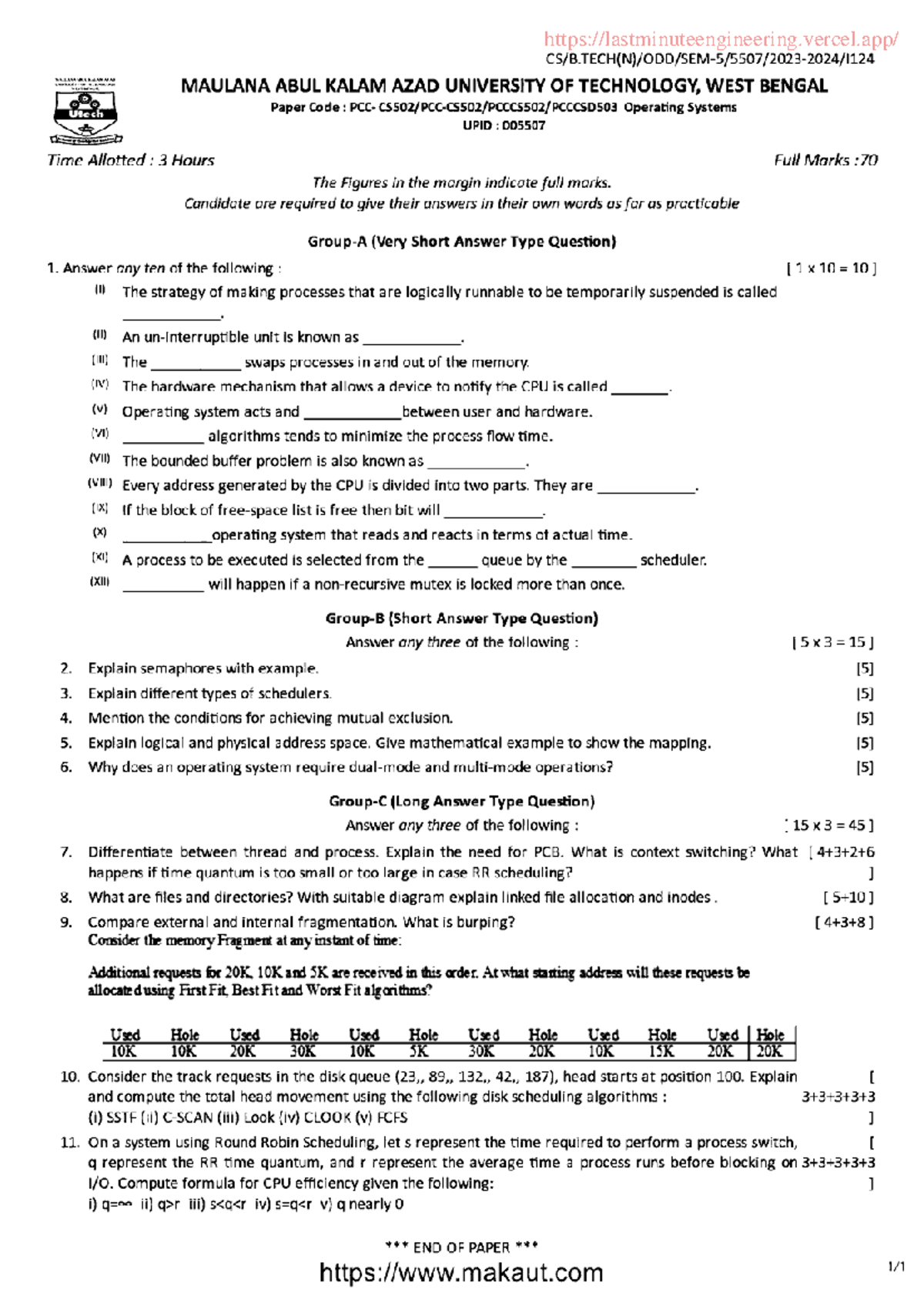 Operating Systems UPID 005507 - Exam Paper & Short Answer Guide - Studocu