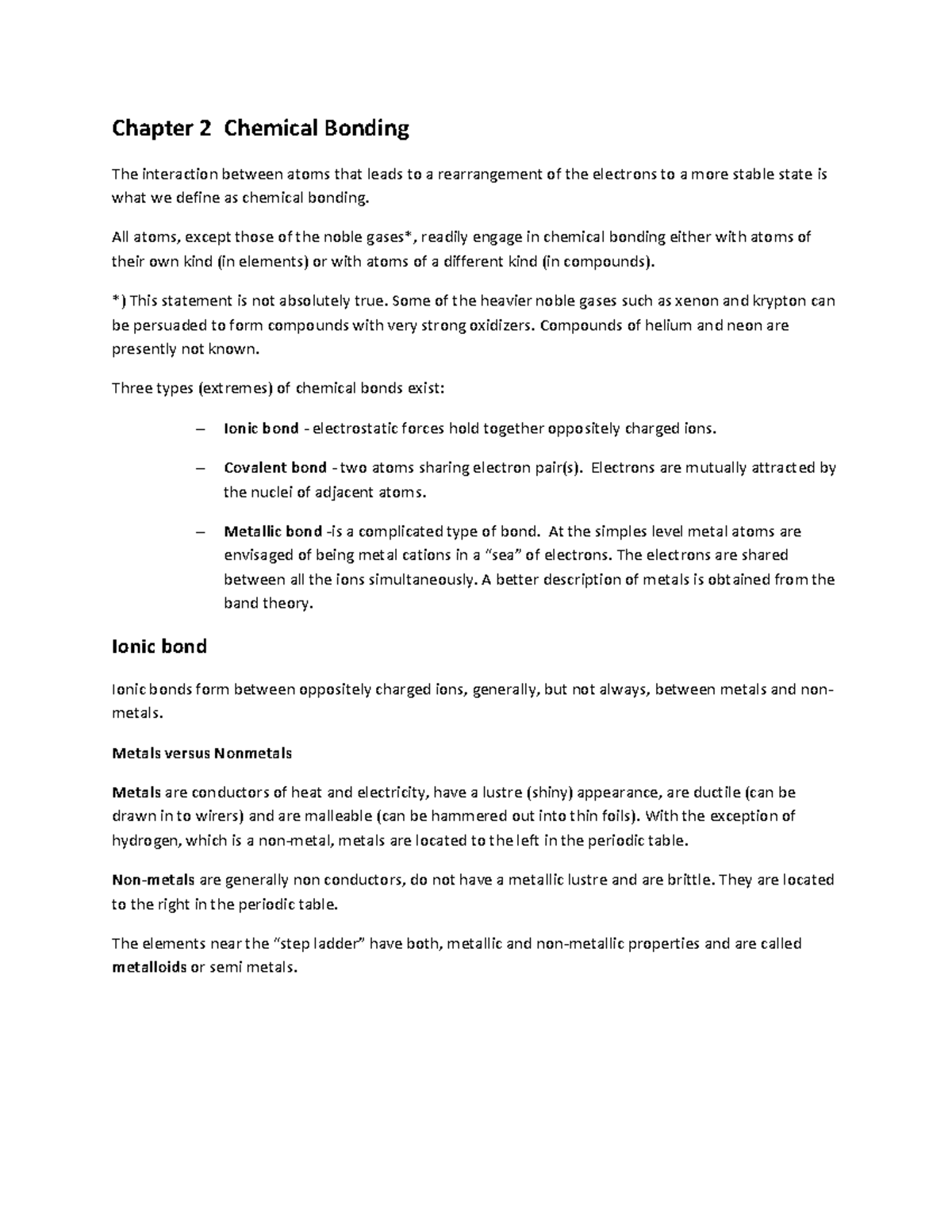 Chapter 2 Chemical Bonding - Chapter 2 Chemical Bonding The interaction ...