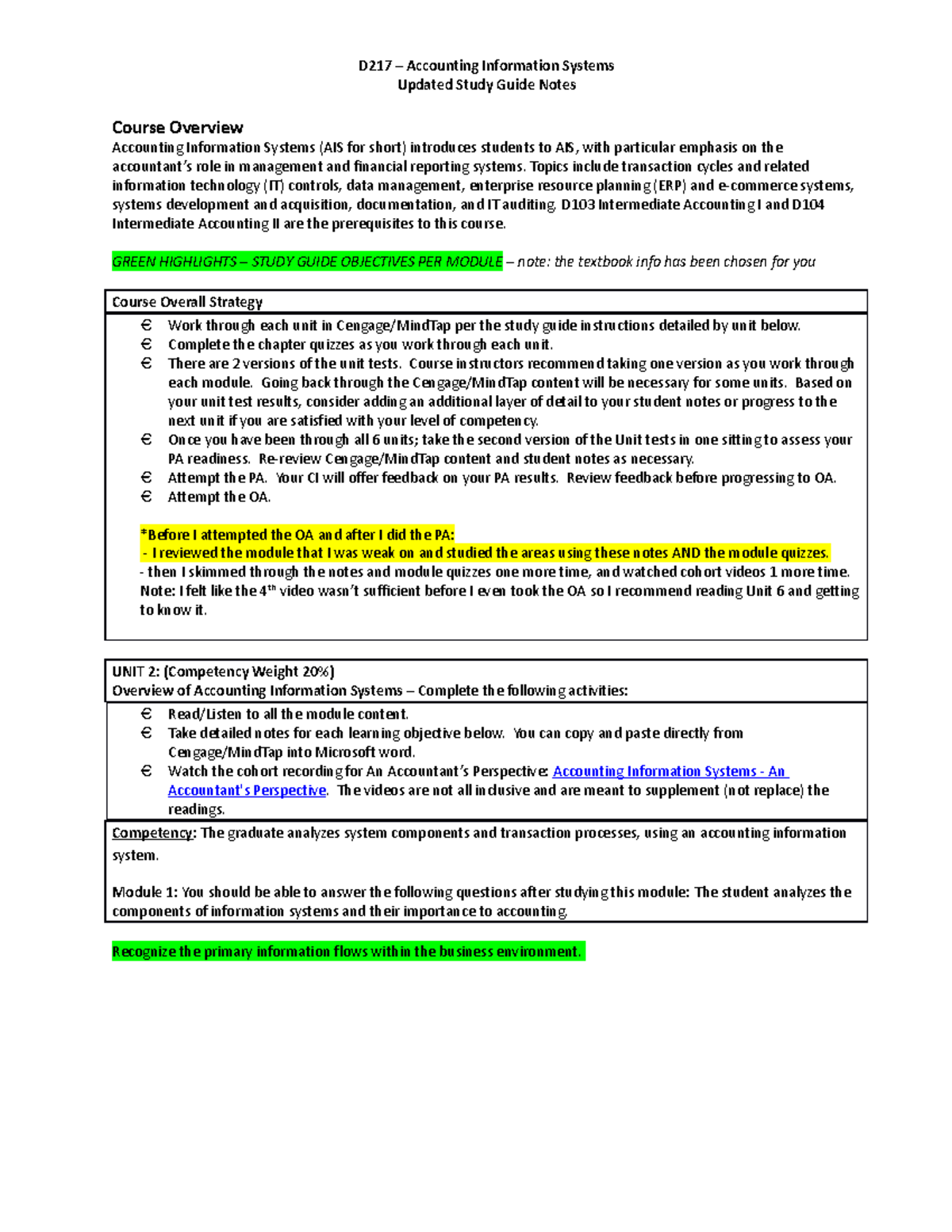 AIS D217 Updated Study Guide: Key Concepts & Module Highlights - Studocu