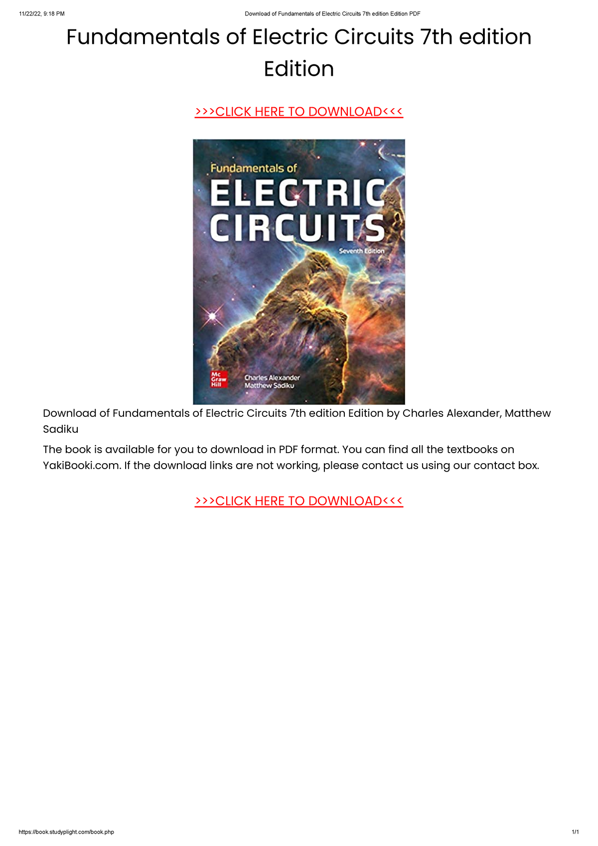 Fundamentals of Electric Circuits 7th edition Edition PDF - studyplight/book.php 1/ Fundamentals ...