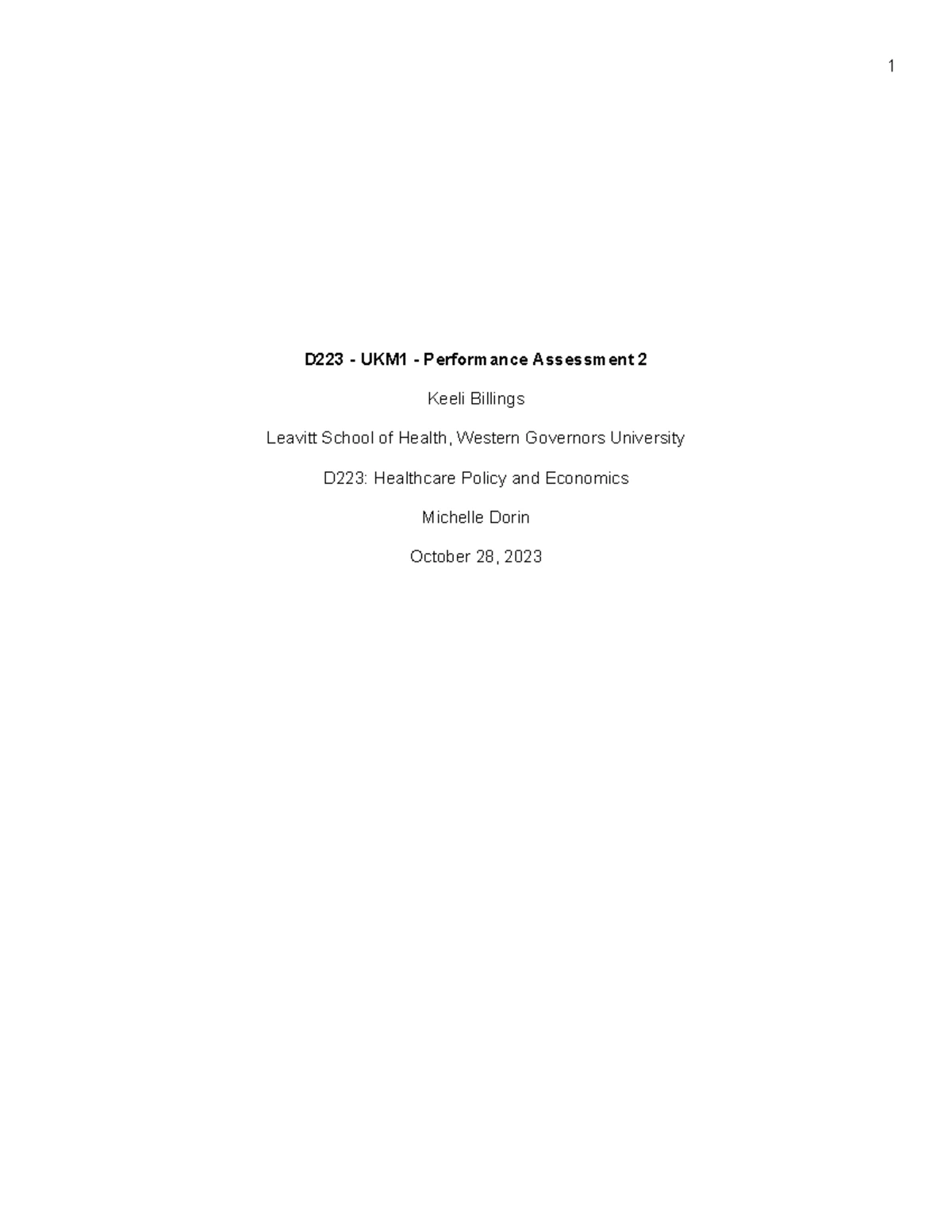 D223 Final Task 1 Report on IU Health Methodist Hospital - Studocu