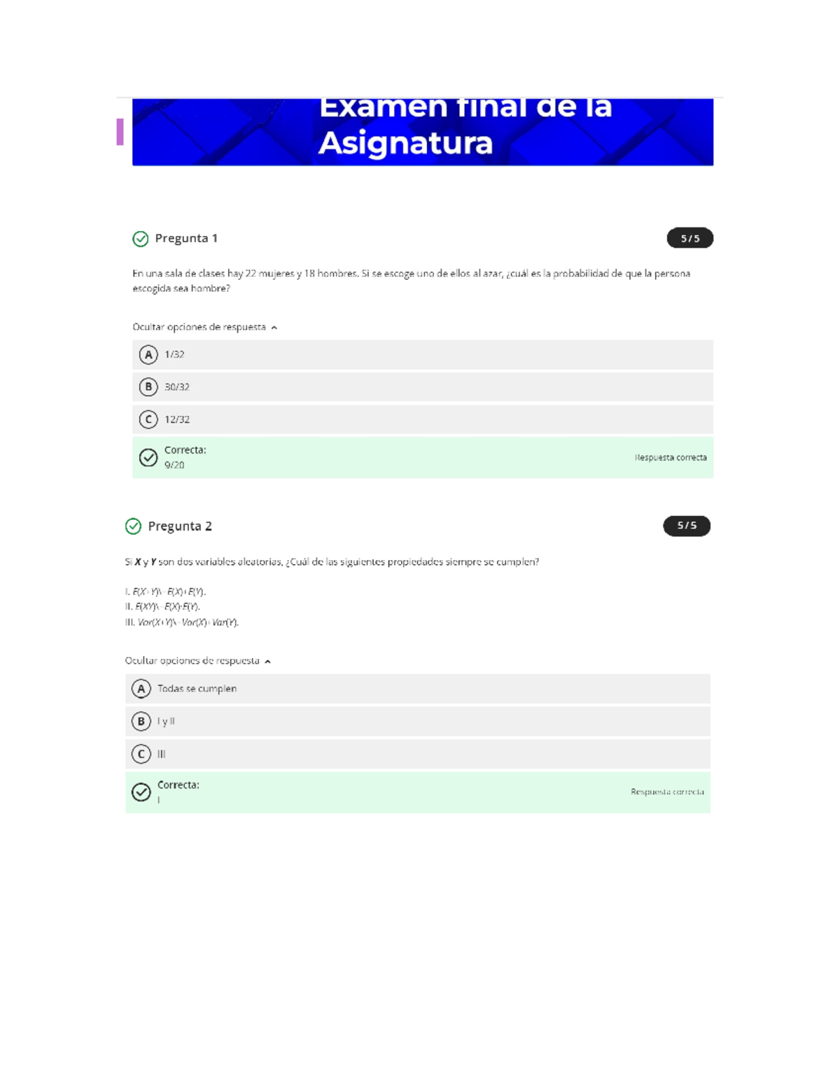 Examen Final de Estadísticas - Preguntas y Respuestas - Studocu