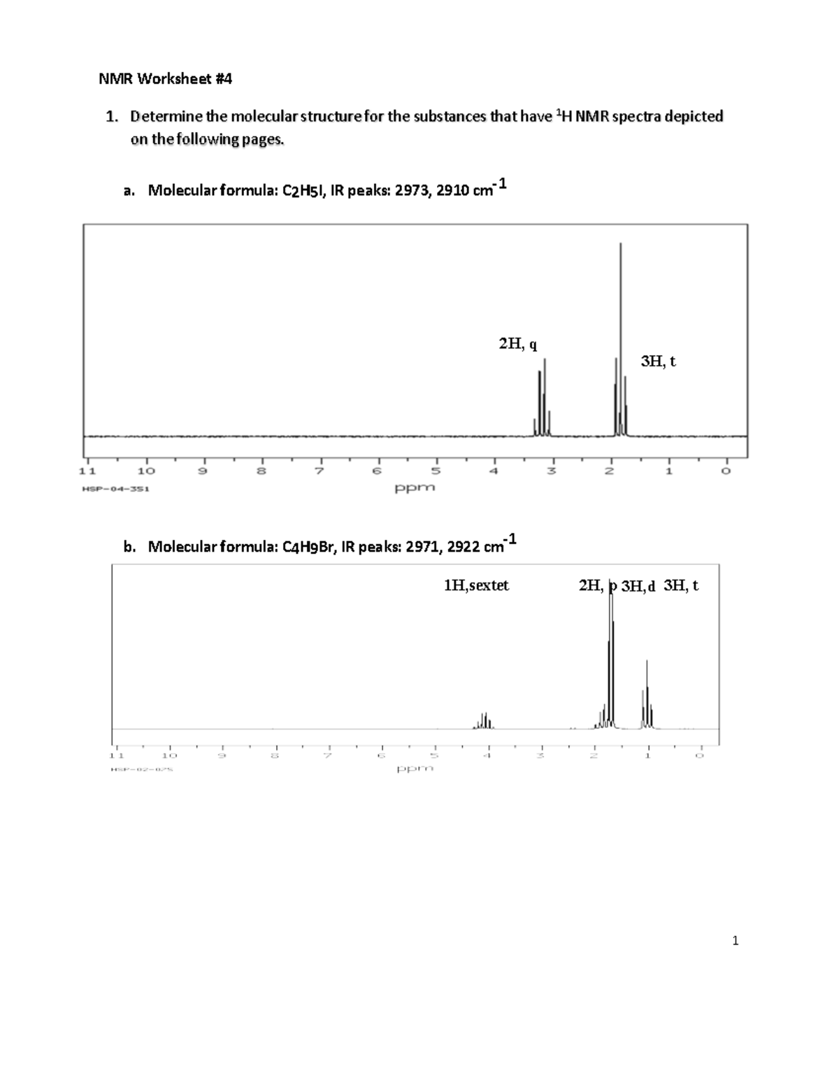 NMR-Worksheet-4 - NMR worksheet without answers - NMR Worksheet ...