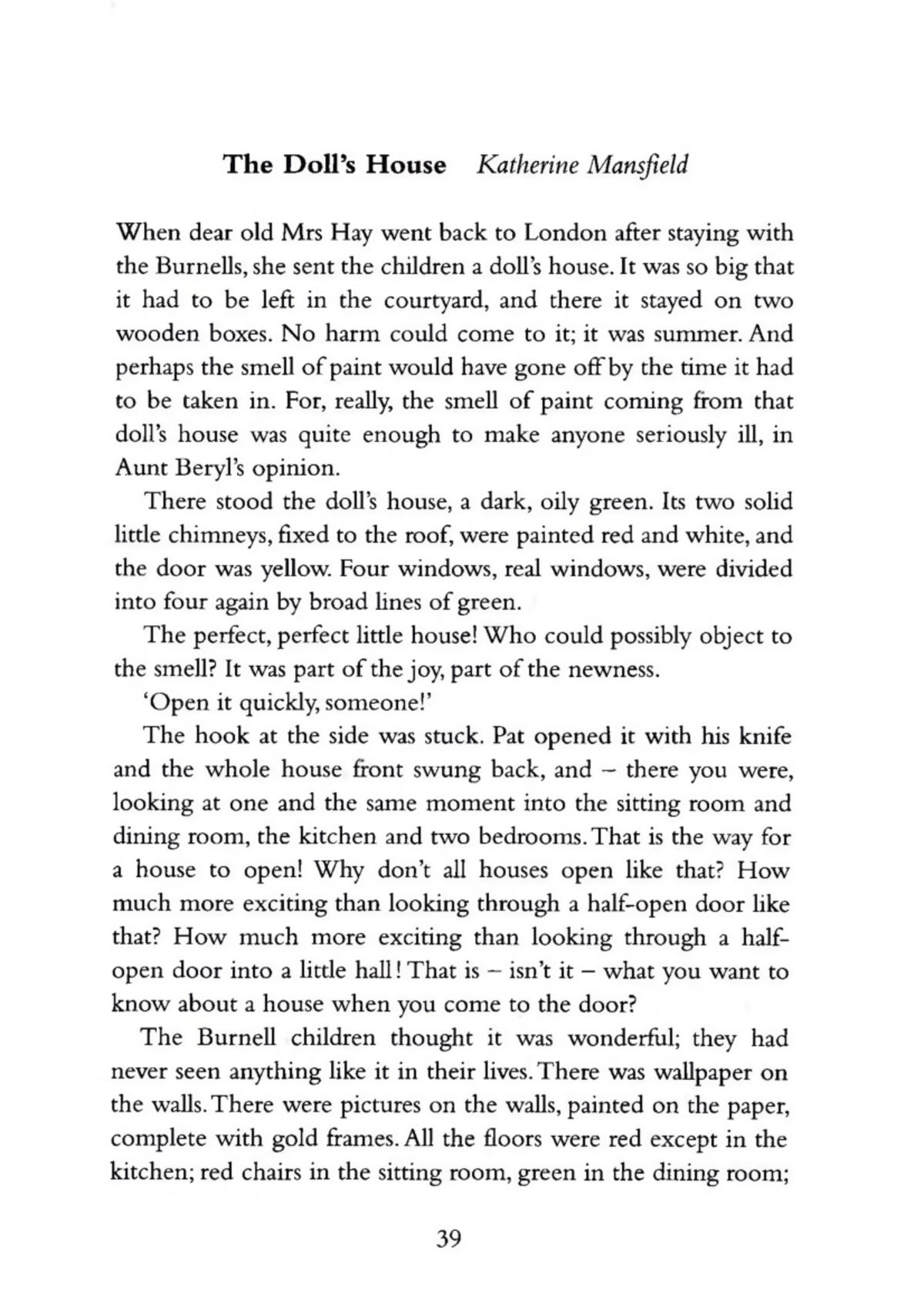 The Doll’s House - Katherine Mansfield - The D oll’s House K a th e r ...