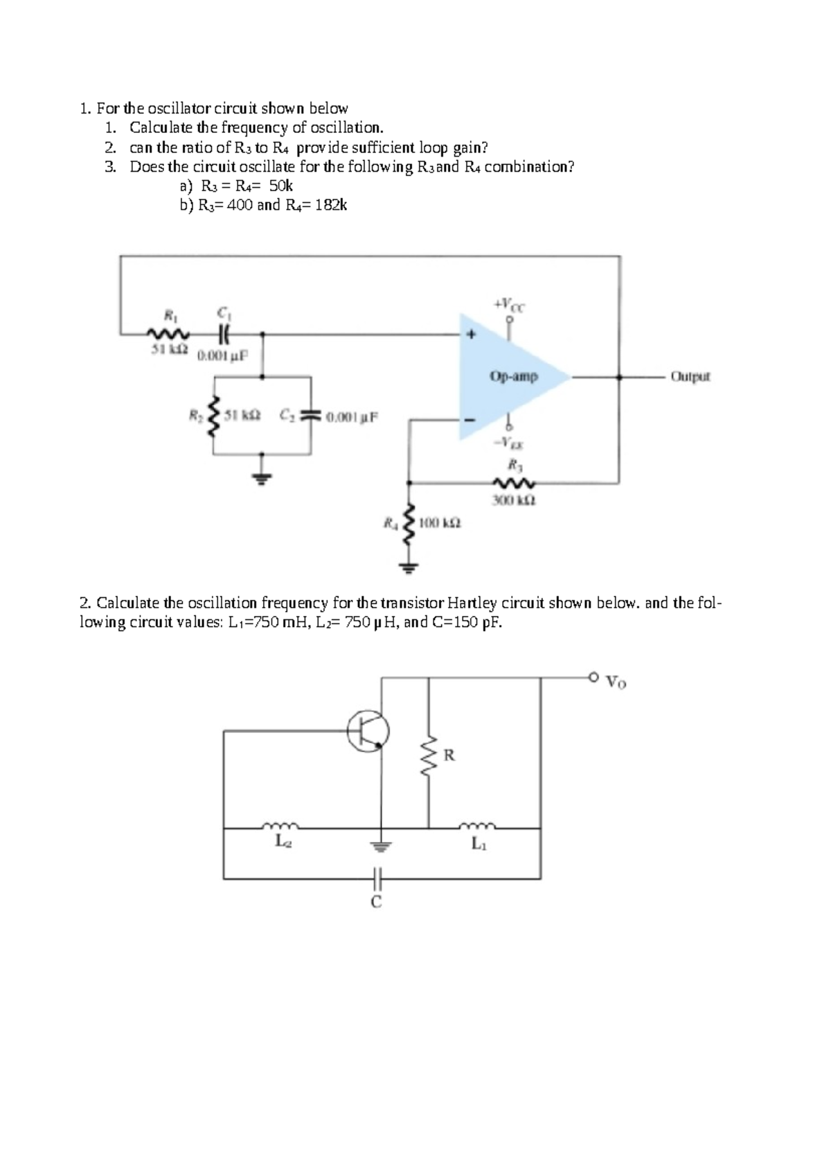 Final Worksheet - Electronics Oscillator & Multivibrator Analysis - Studocu