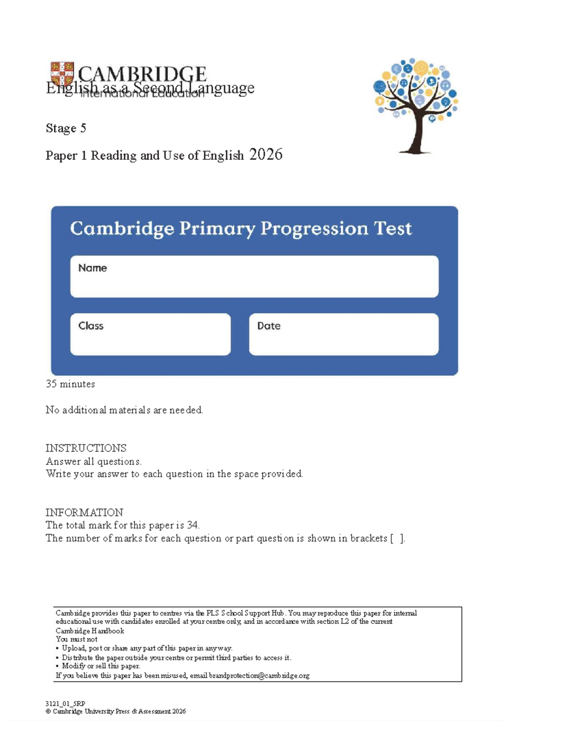 ESL Stage 5 Paper 1: Reading & Use of English Exam 2026 - Studocu