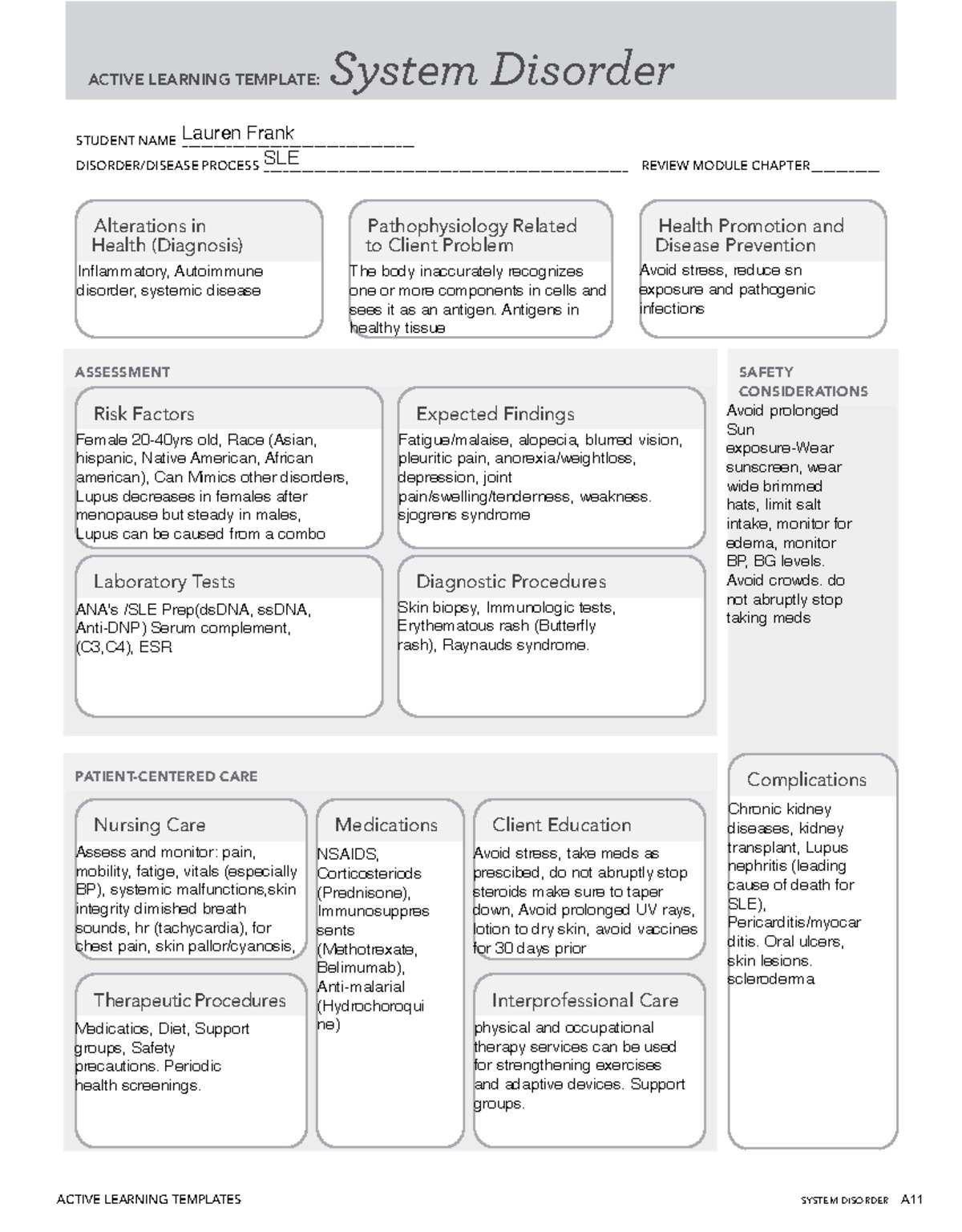 System Disorder Template - ACTIVE LEARNING TEMPLATES SYSTEM DISORDER A ...