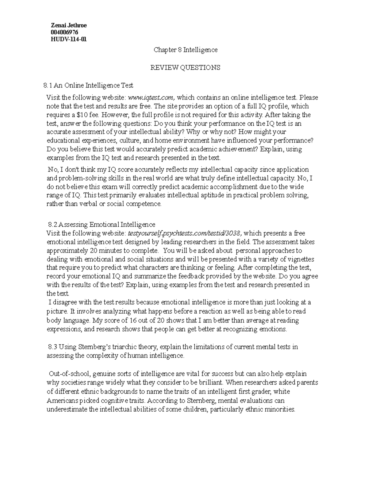 Chapter 8 Intelligence Review Questions (004006976) - Studocu