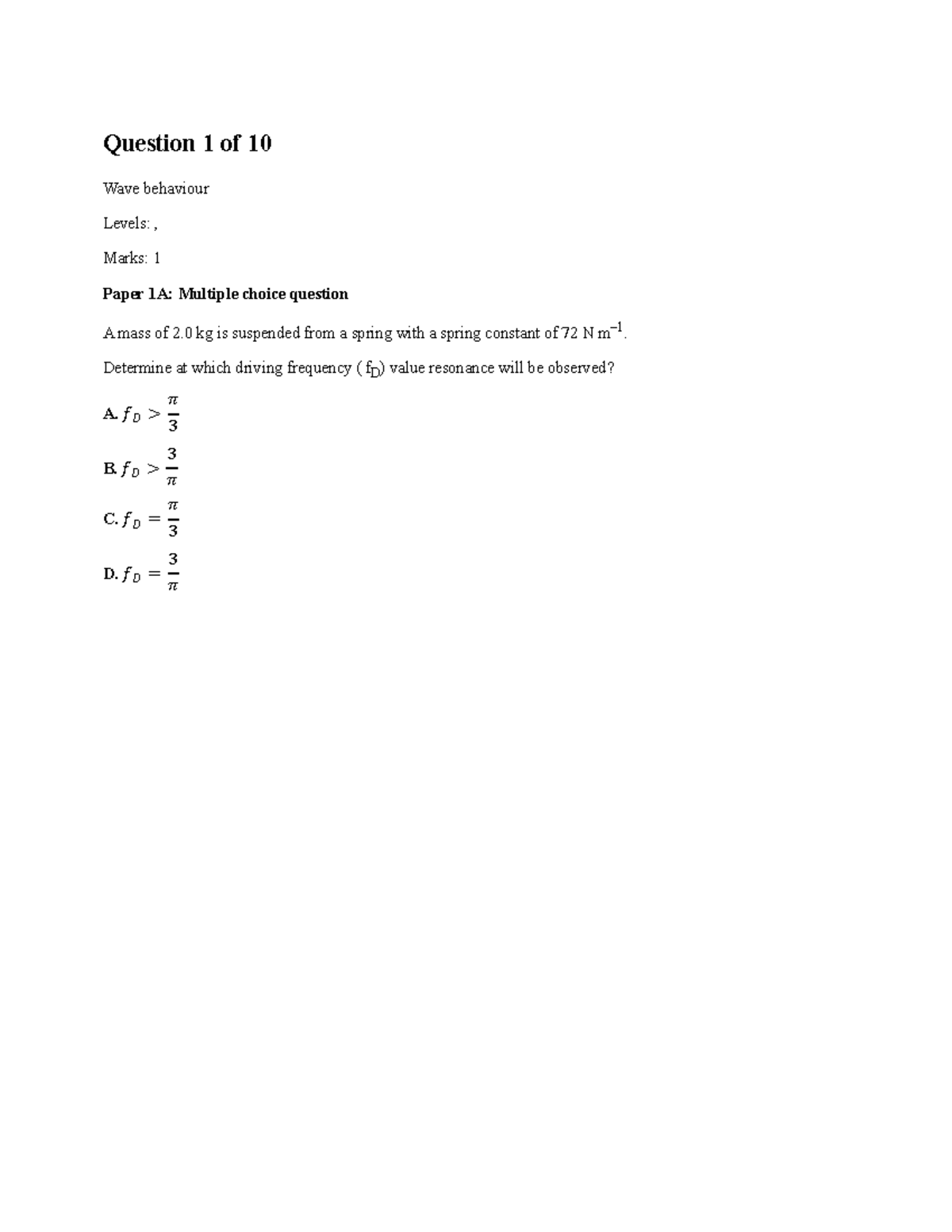 C Exam Questions - Practice on Wave Behaviour and Refraction - Studocu