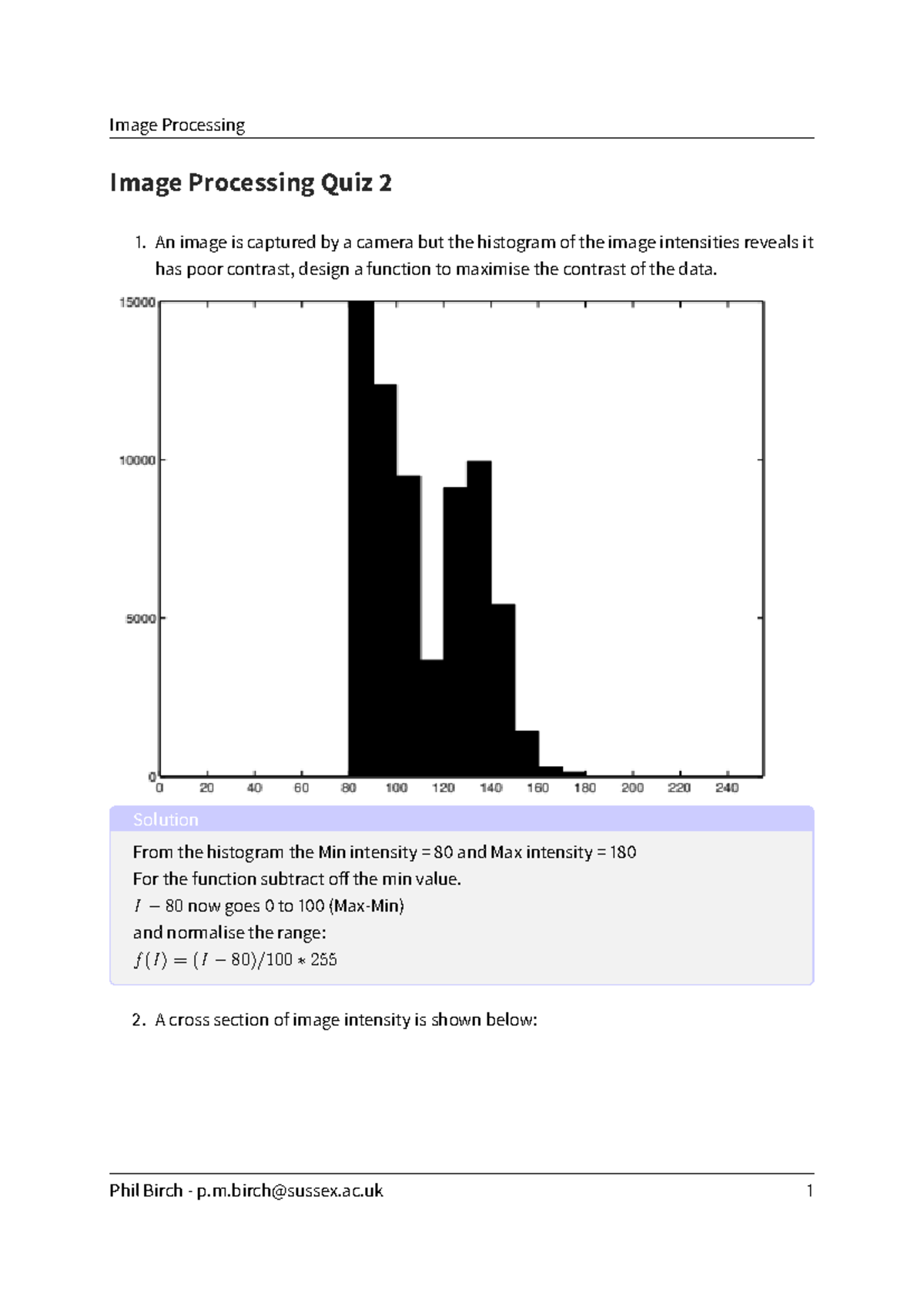 Image Processing Quiz 2 Solutions: Contrast & Interpolation Techniques ...