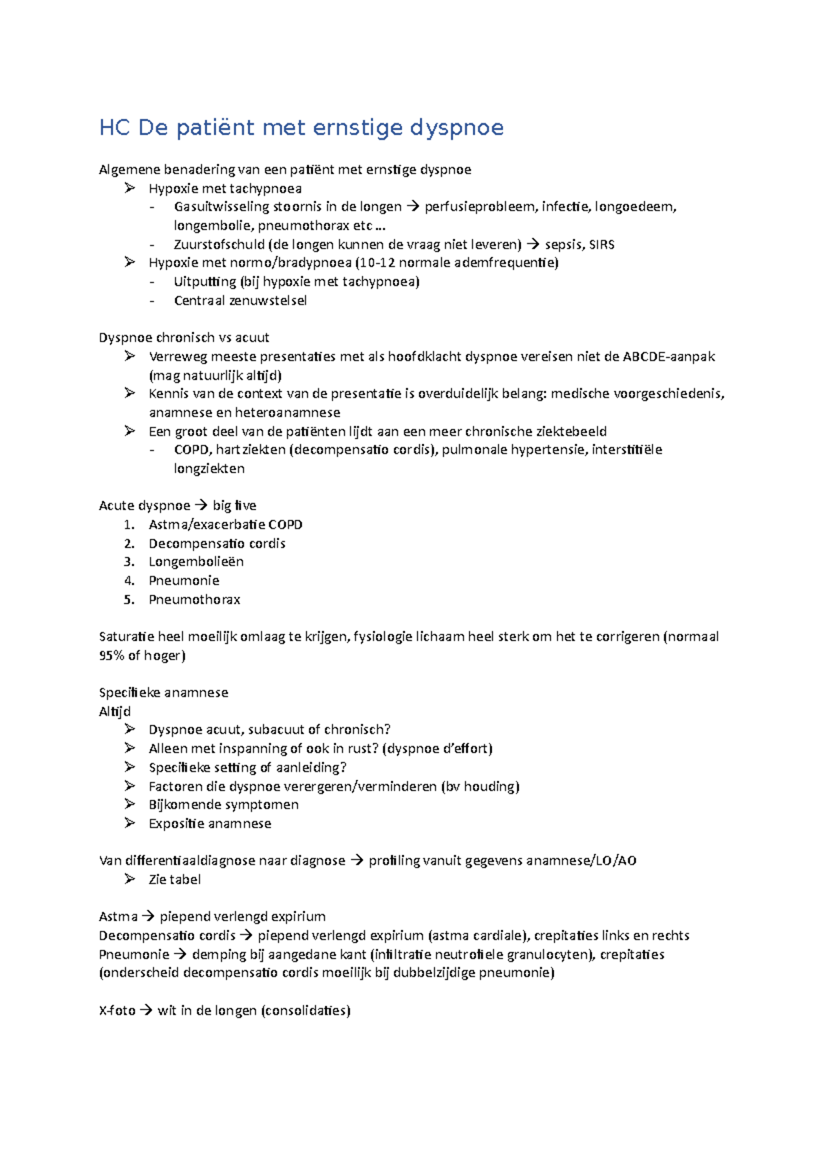 HC Dyspnoe en Septische Shock: Diagnose en Behandelingsoverzicht ...