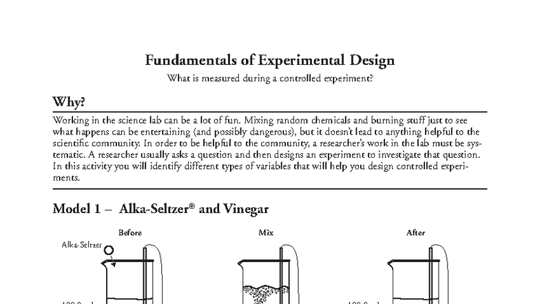 Pogil - Experimental Design Fundamentals in Chemistry - Studocu