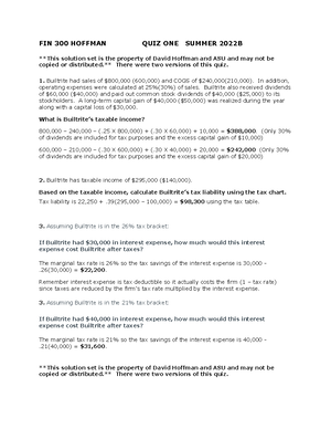 FIN 300 - Exam and final exam study guide - FIN 300 Final Exam Study ...
