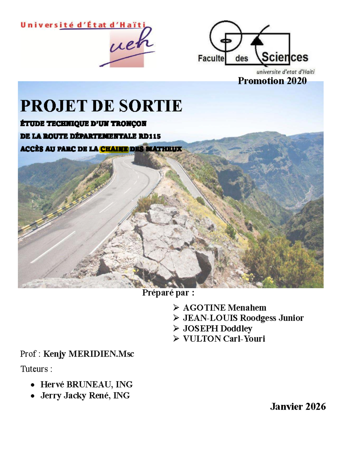 Étude Technique du Projet de Sortie - RD115 Accès au Parc 2020 - Studocu
