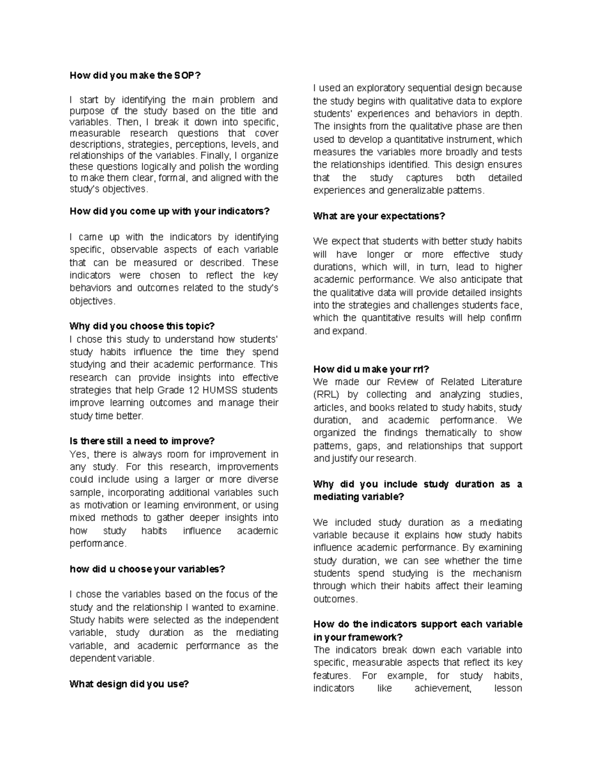 Grade 12 HUMSS: Study Habits & Academic Performance Insights - Studocu