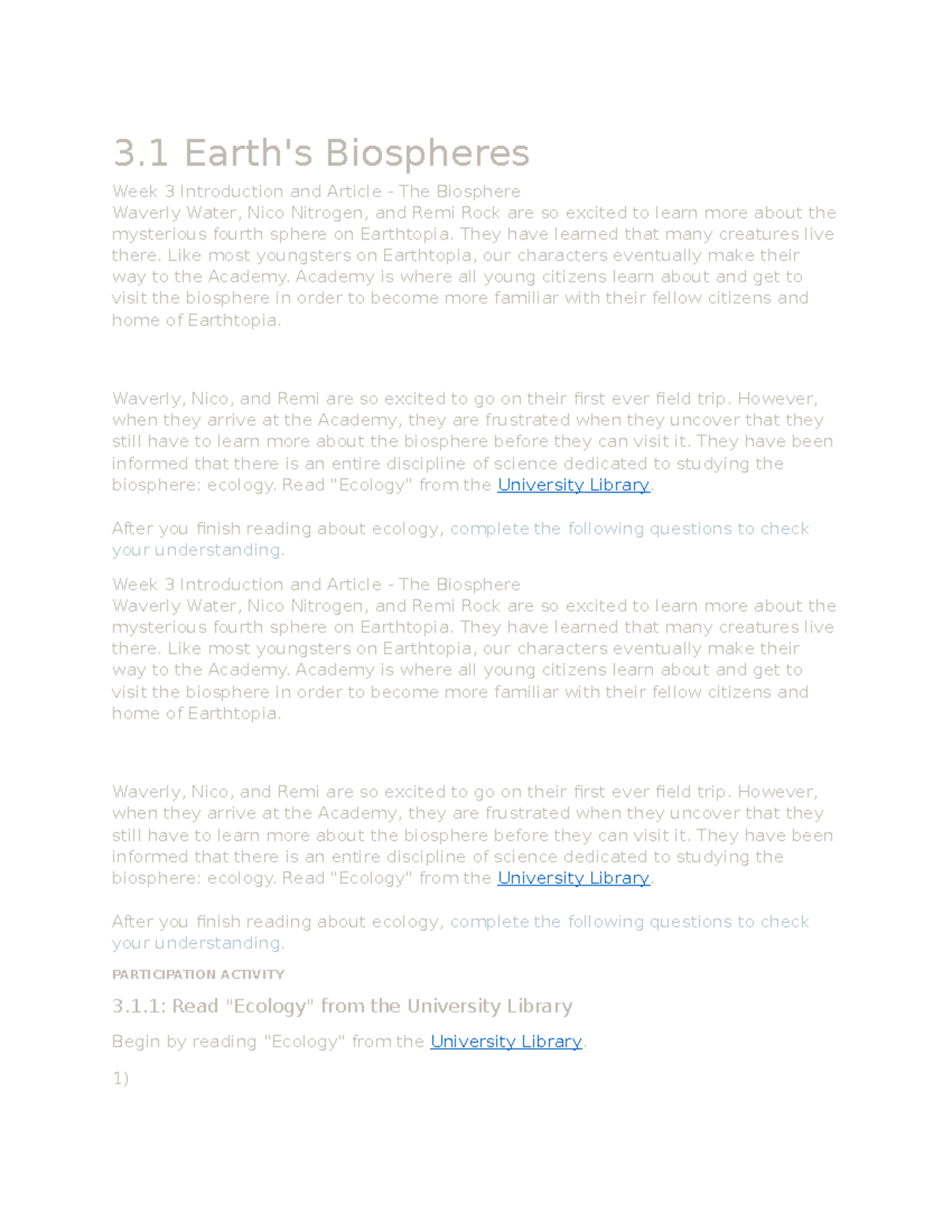 Wk 3 Biosphere & Biomes Participation Activities in Earth Science - Studocu