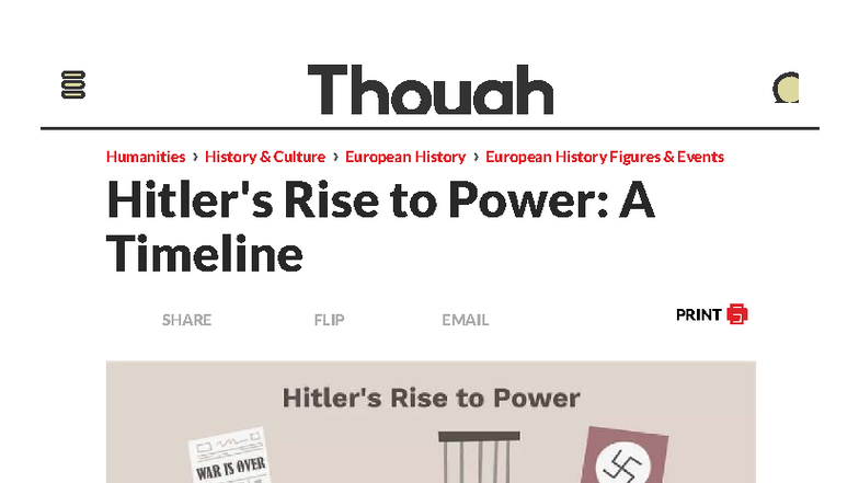 Hitler's Rise to Power: A Detailed Timeline of Events - Studocu