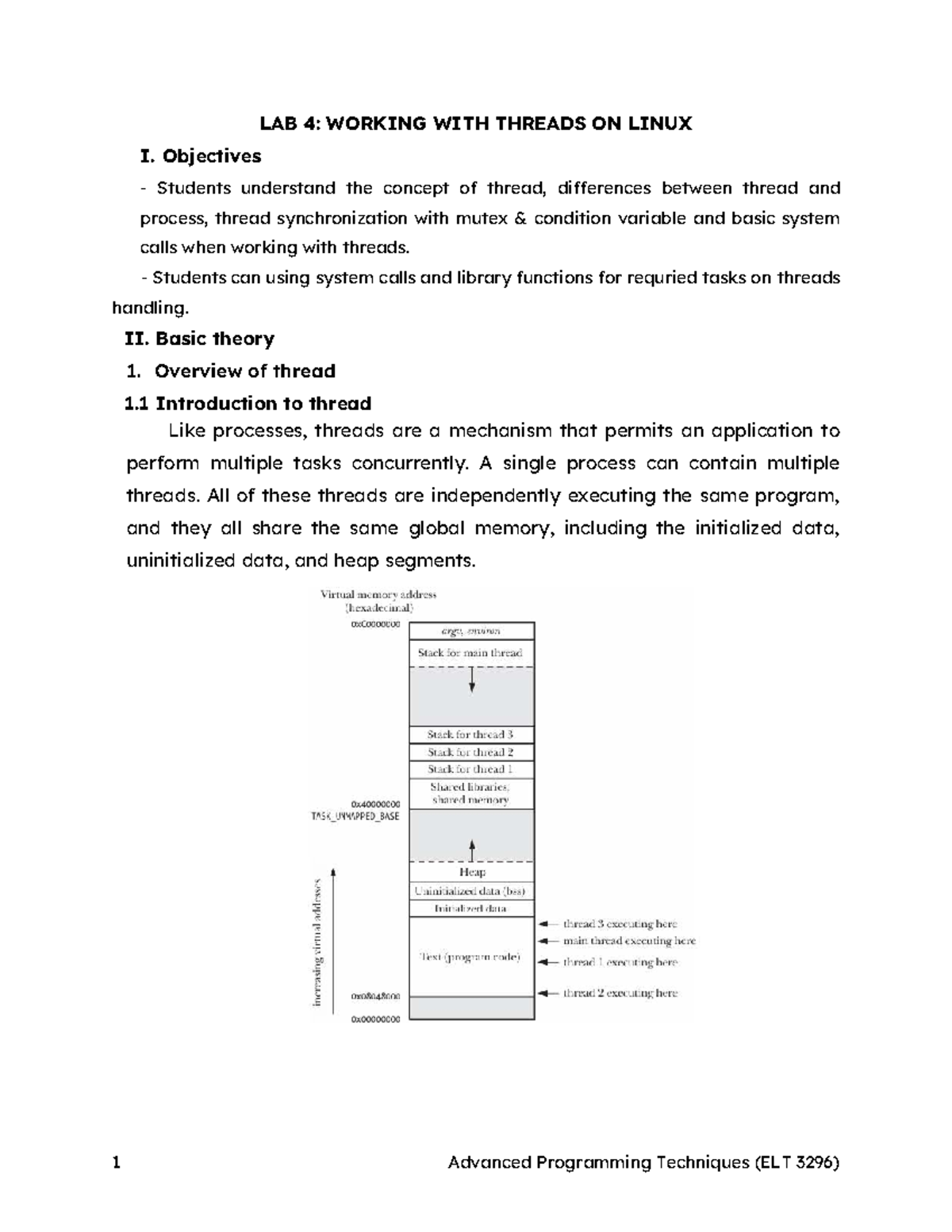 Lab 4: Working with Threads on Linux (ELT 3296) - Concepts & Techniques - Studocu