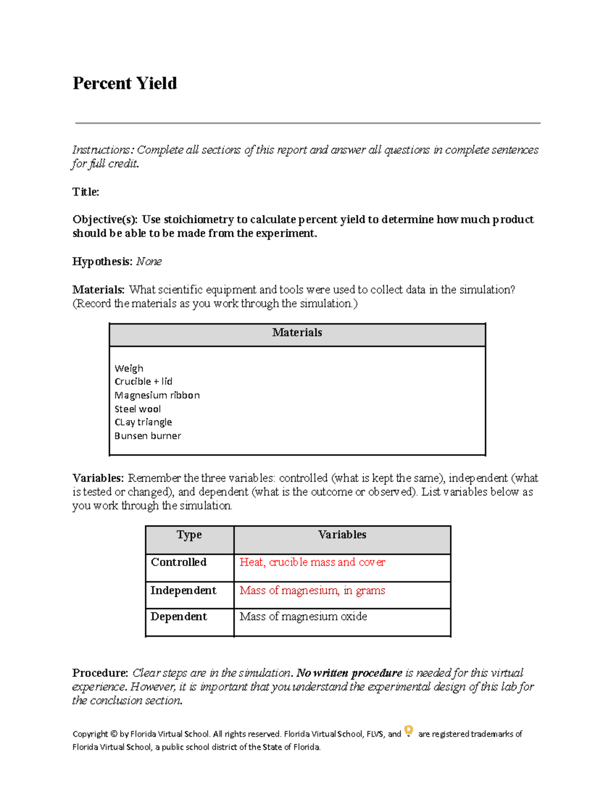 Chemistry Worksheet 05 07: Percent Yield Calculations - Studocu