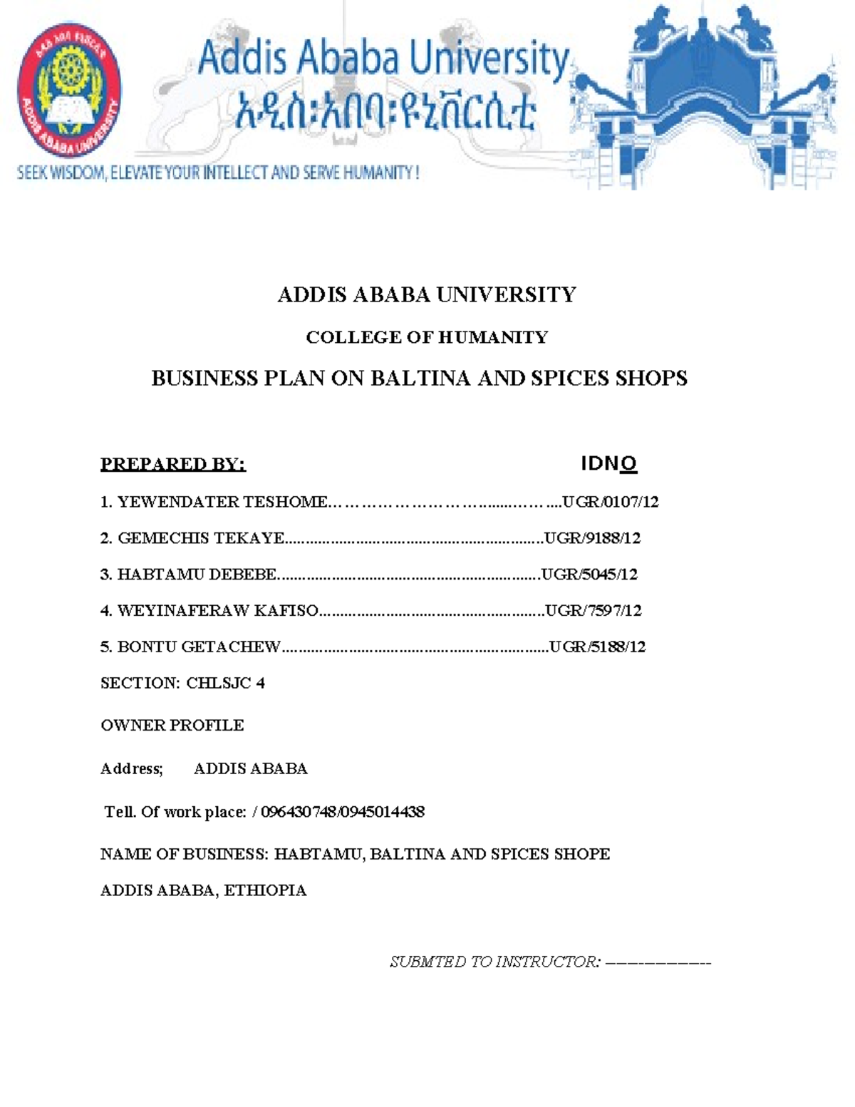 Business Plan for BALTINA & Spices Shop: UGR/0107/ Final Document - Studocu