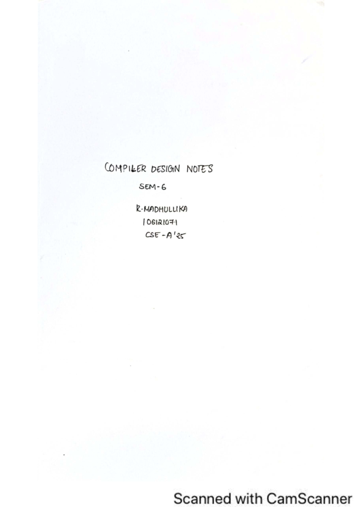 COMPILER DESIGN NOTES (CSPC62) - LEXICAL ANALYSIS & SEMANTICS - Studocu