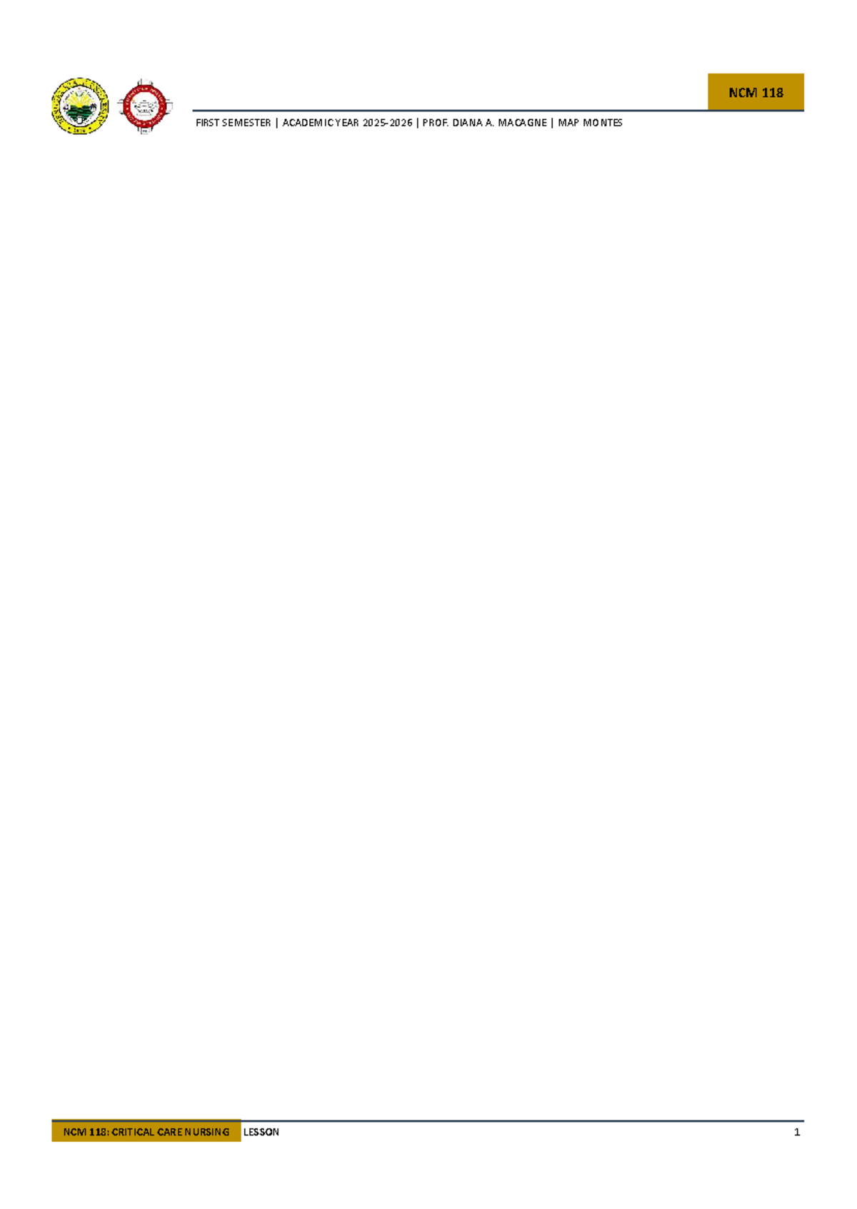 NCM 118: Critical Care Nursing Lesson 15 - Nursing Care for Altered ...