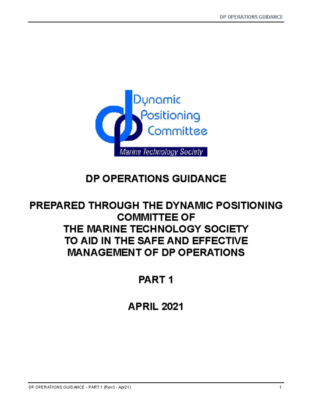 DP Operations Guidance Part 1 (Rev3 Apr21) - Safety & Management - Studocu