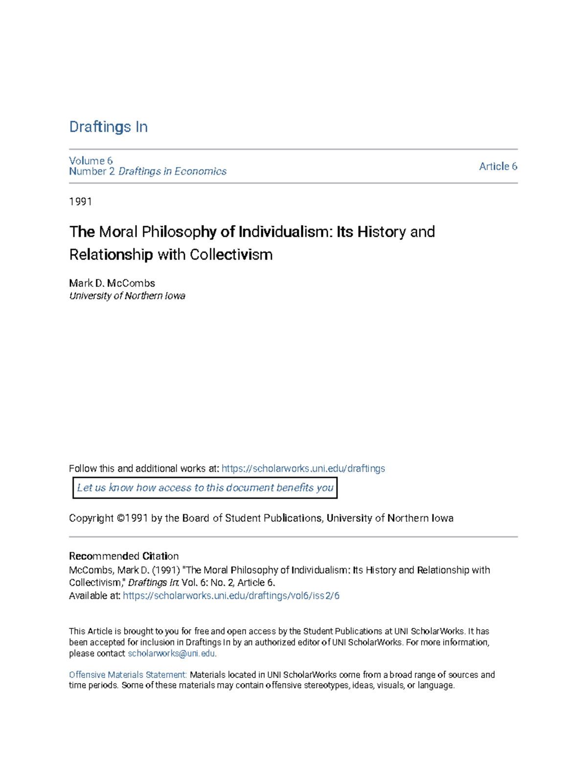 The Moral Philosophy of Individualism Its History and Relationsh ...