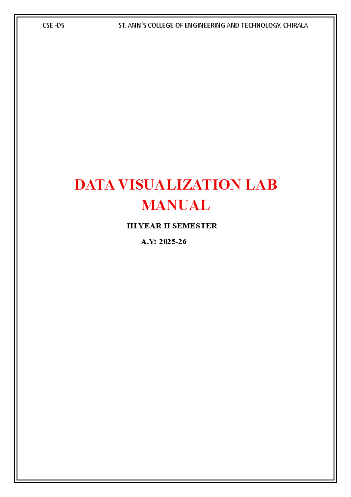 CSE ST. COLLEGE OF ENGINEERING AND TECHNOLOGY, CHIRALA Data ...
