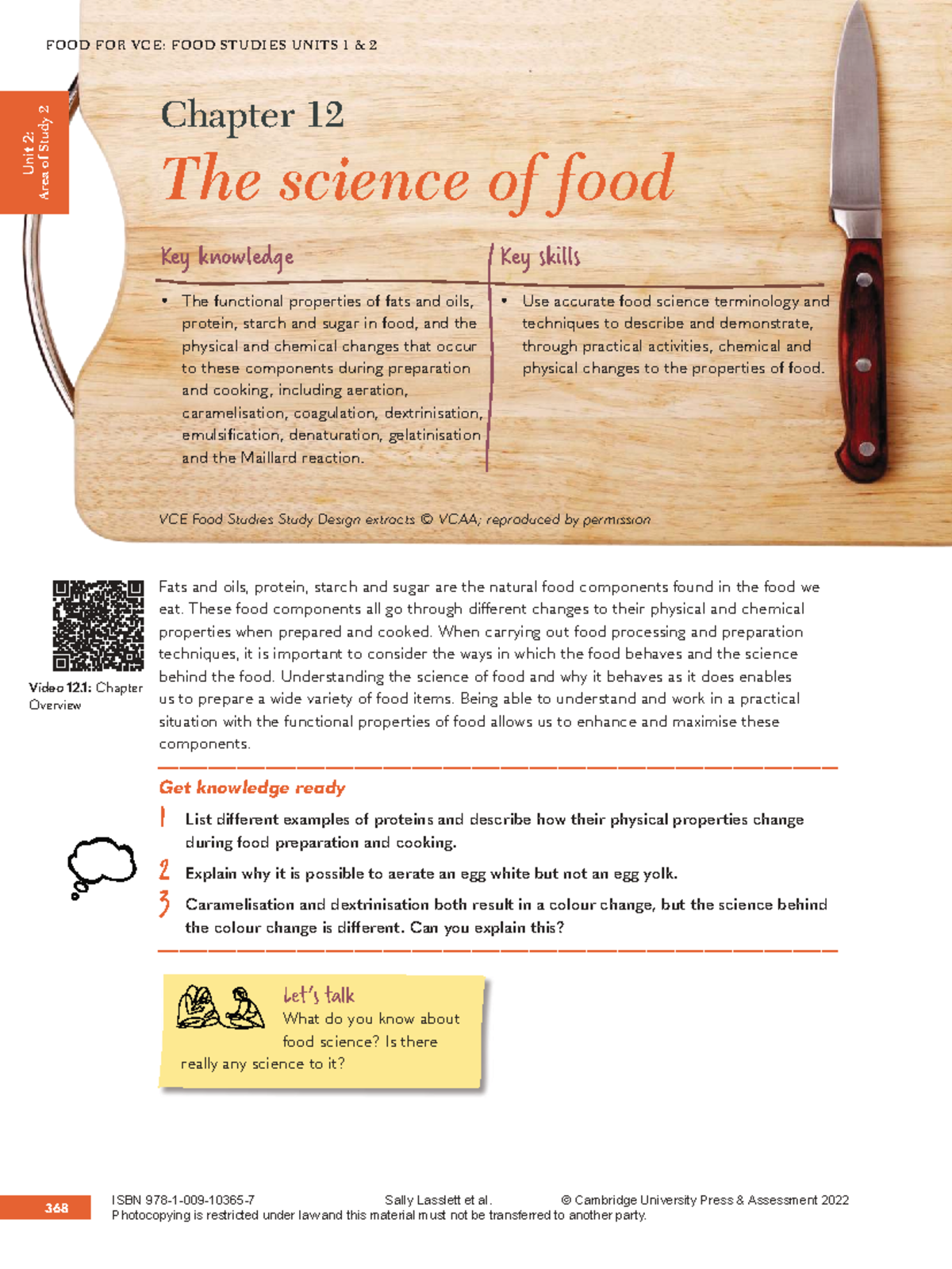 Unit 2: Area of Study 2 VCE Food Studies Chapter 12 - The Science of ...