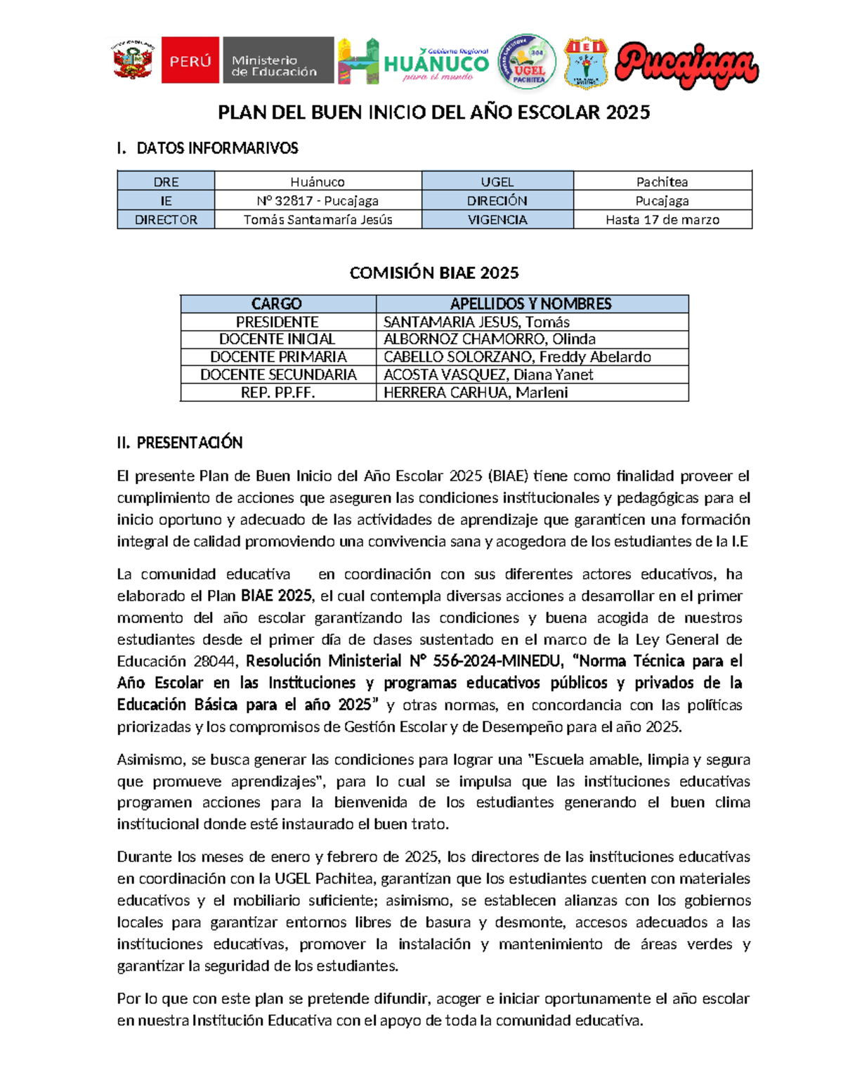 PLAN BIAE 2025 - Estrategias para un Buen Inicio del Año Escolar - Studocu