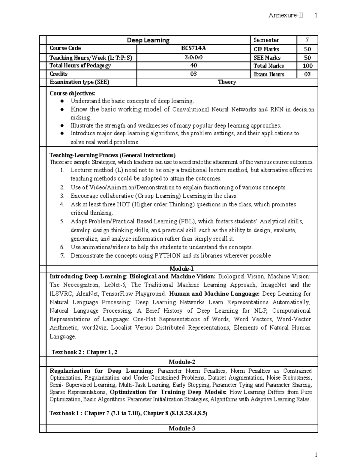 Deep Learning and NLP Course Overview - BCS714A & BCS714B - Studocu