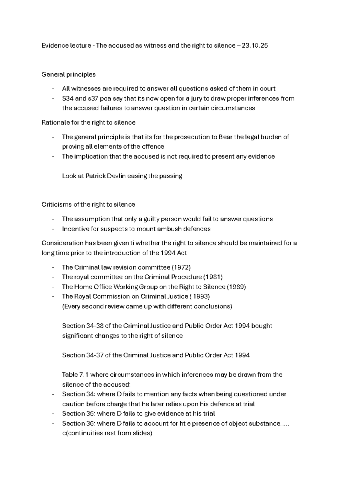 The Accused as Witness and the Right to Silence - Evidence Lecture 23. ...