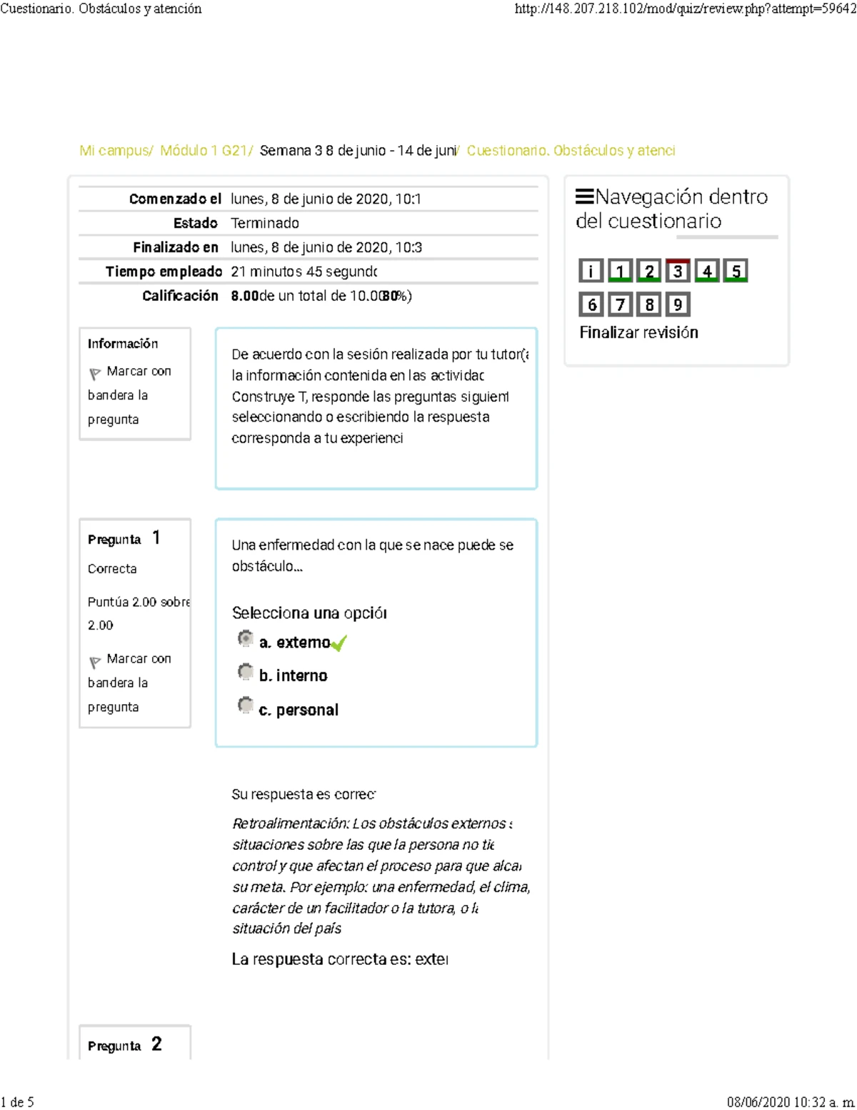 Cuestionario. Actividad formativa 2. Texto argumentativo y ensayo - Mi campus / Módulo 5 G21 ...