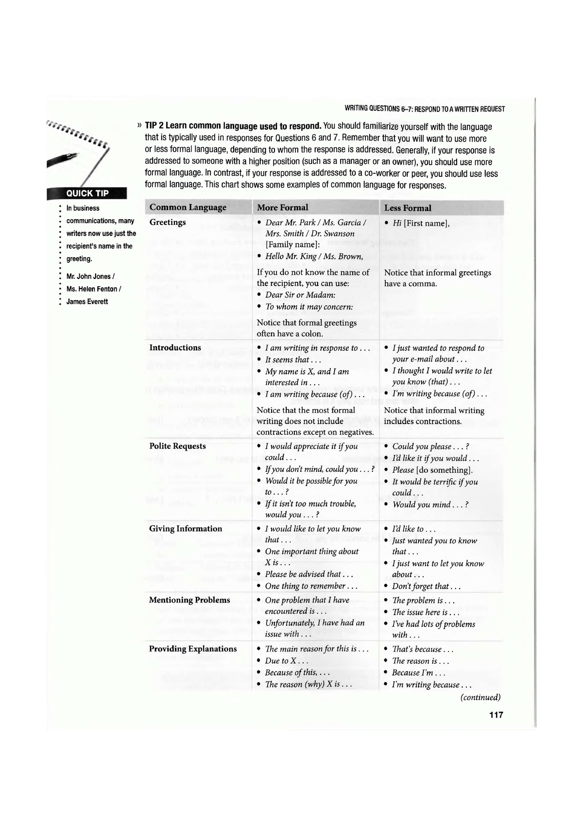 FORM Sentences IN Email - WRITING QUESTIONS 6-7 : RESPOND TO A WRITTEN ...